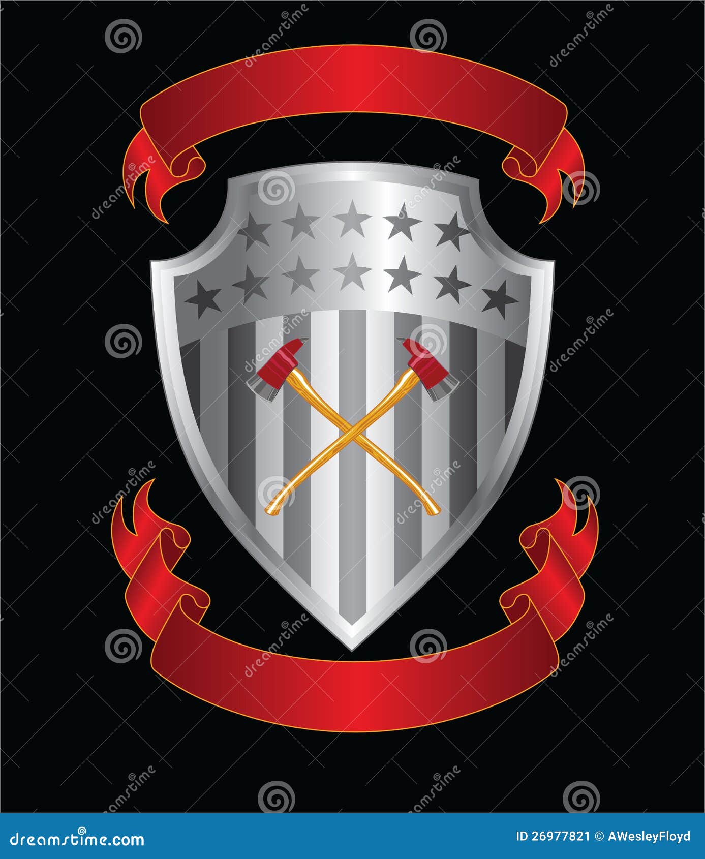 Firefighter Axes on Shield stock vector. Illustration of shiny - 26977821