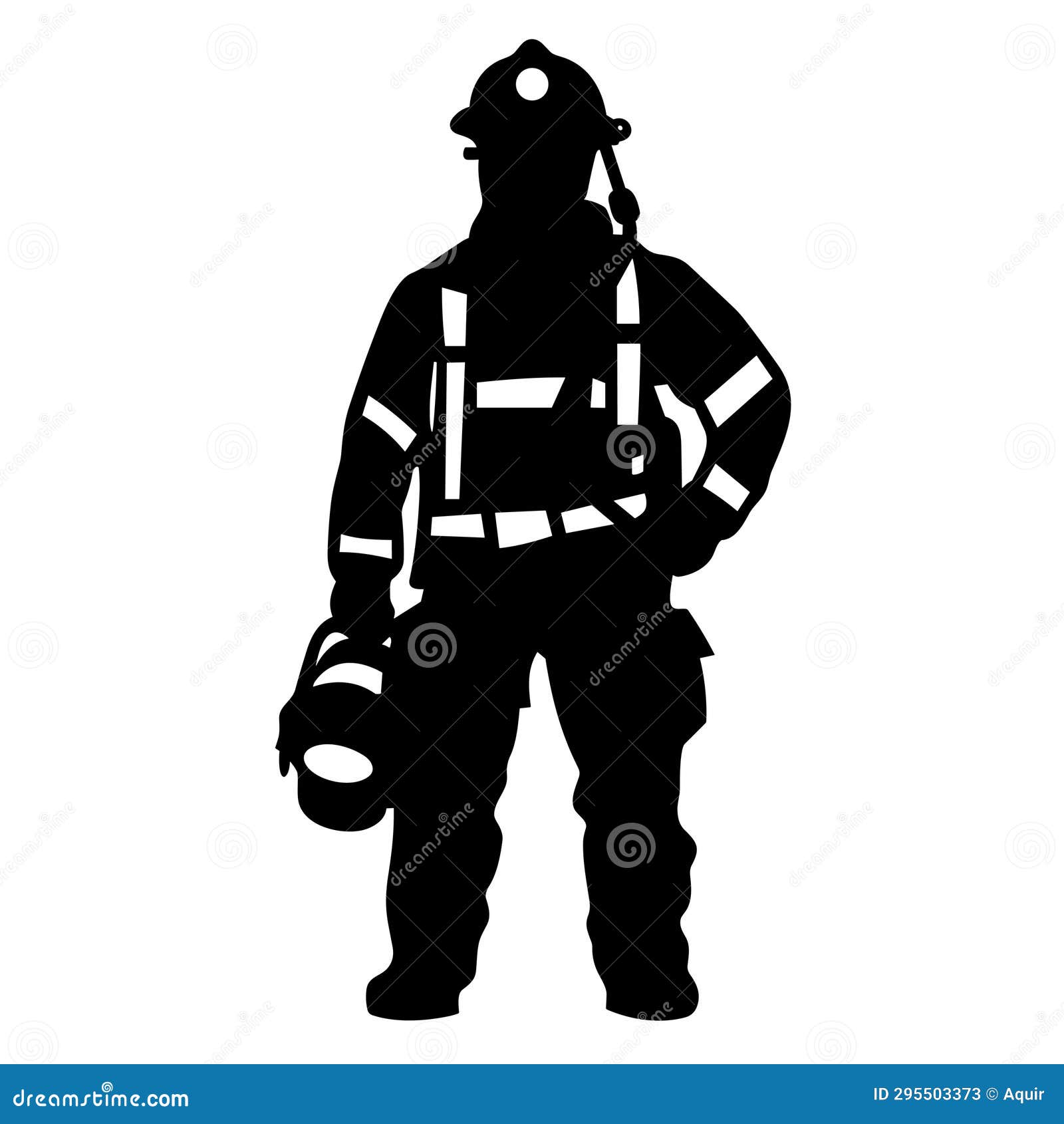 Firefighter Black Icon On White Background. Fireman Silhouette Cartoon ...