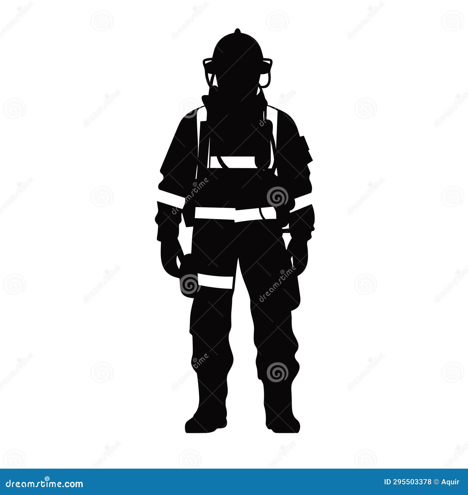 Firefighter Black Icon On White Background. Fireman Silhouette Cartoon ...