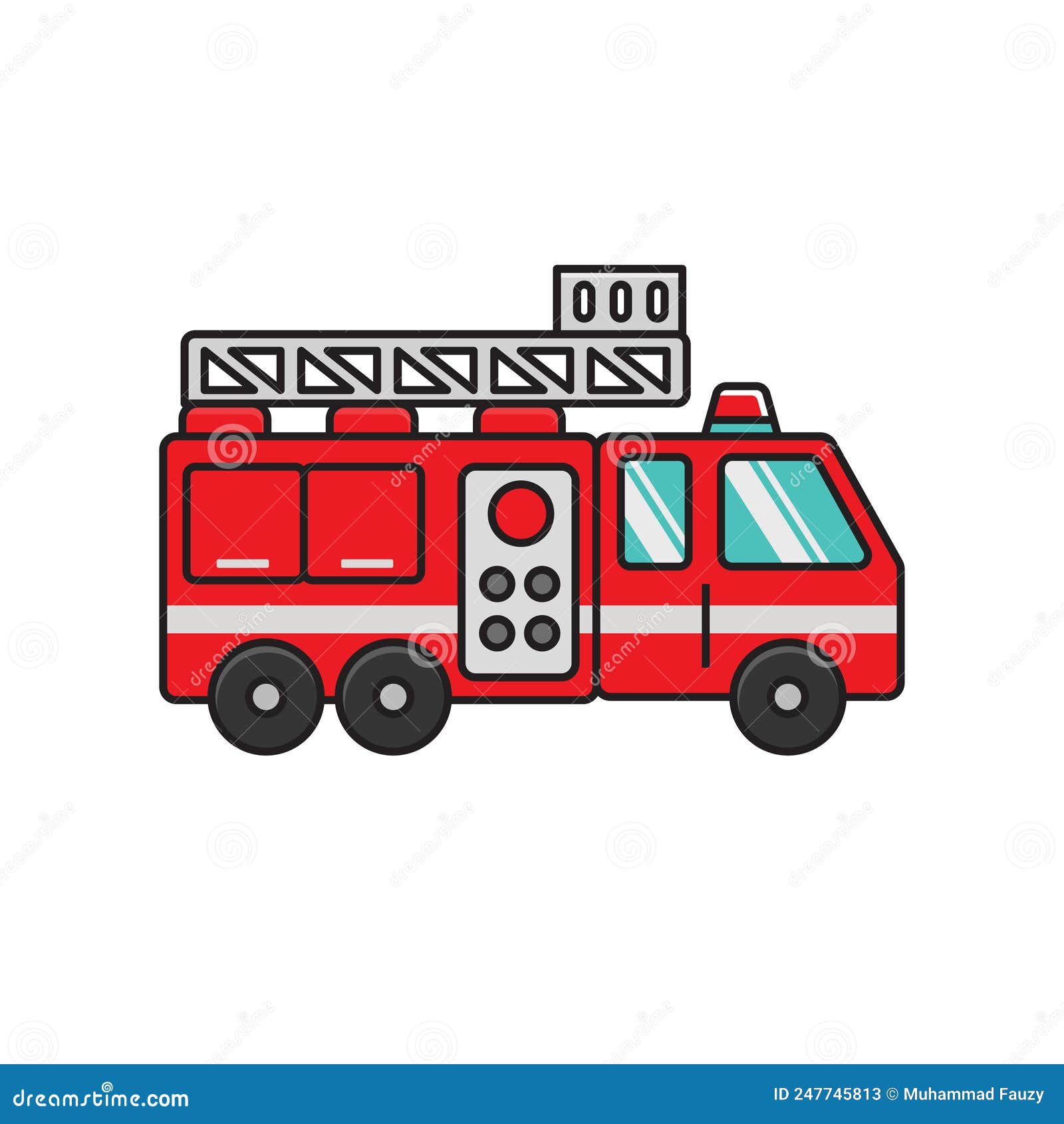 Firefighter Car Vector Illustration with Simple Design Isolated on ...