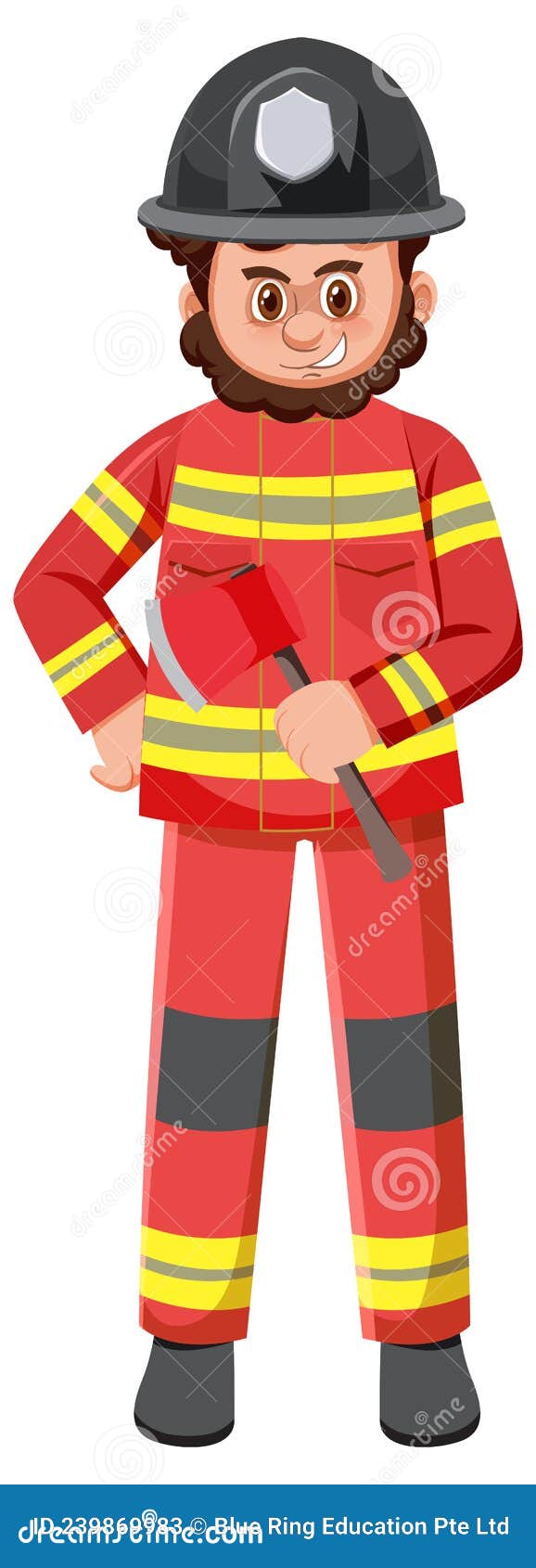 Firefighter. Cartoon Fireman Characters Wear Professional Rescue ...