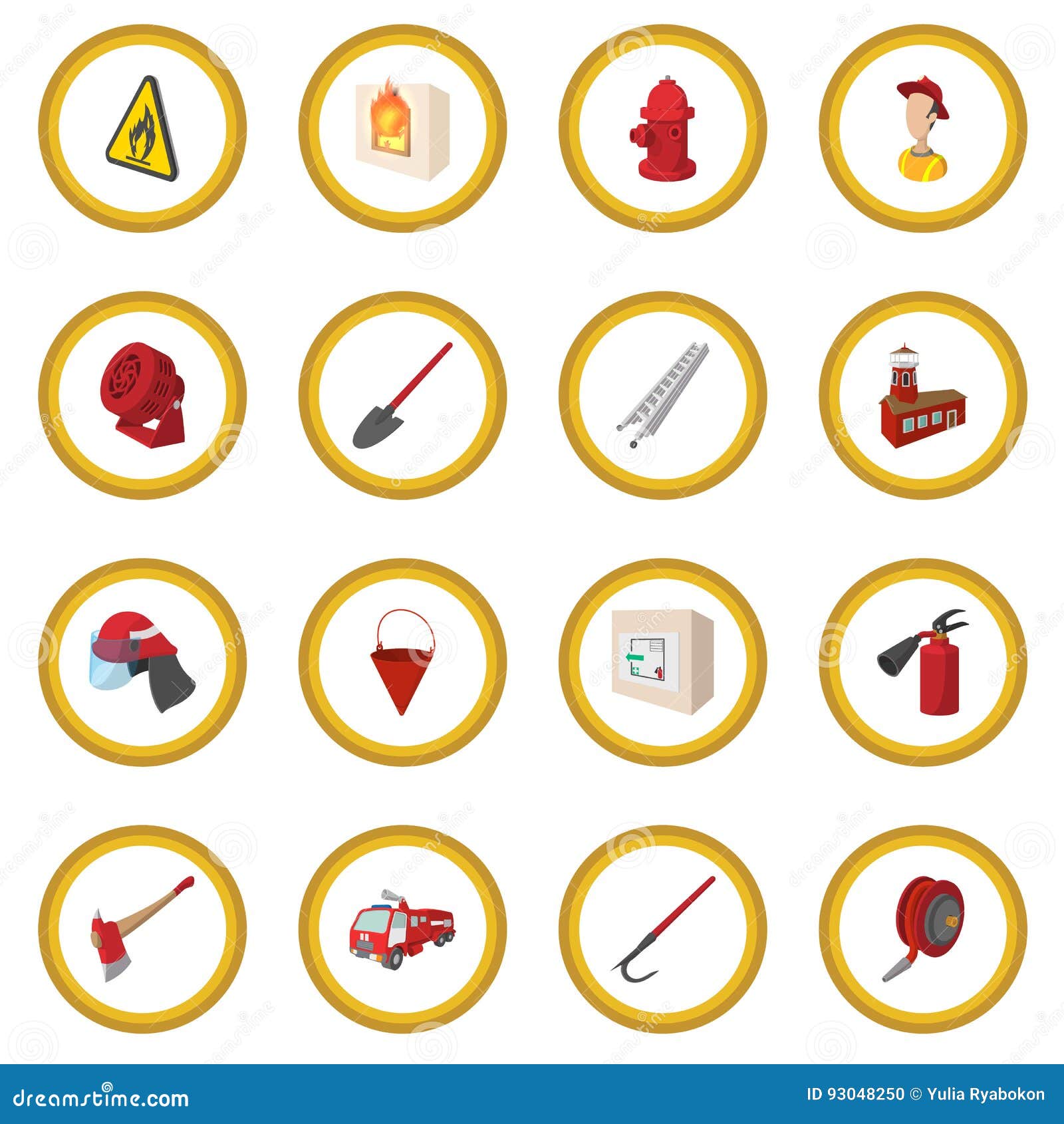 Firefighter Cartoon Icon Circle Stock Vector - Illustration of ...