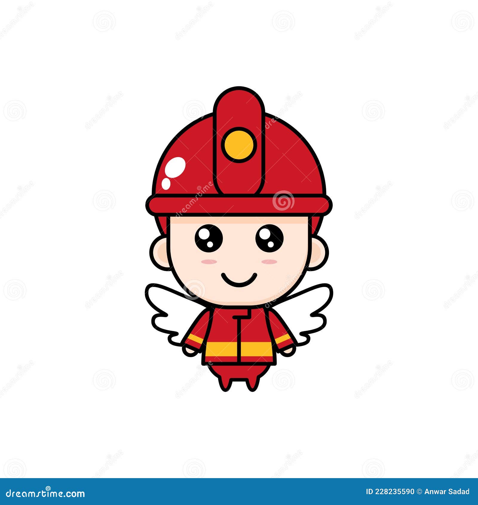 Cute Cartoon Firefighter with Wings Vector Design Stock Vector ...
