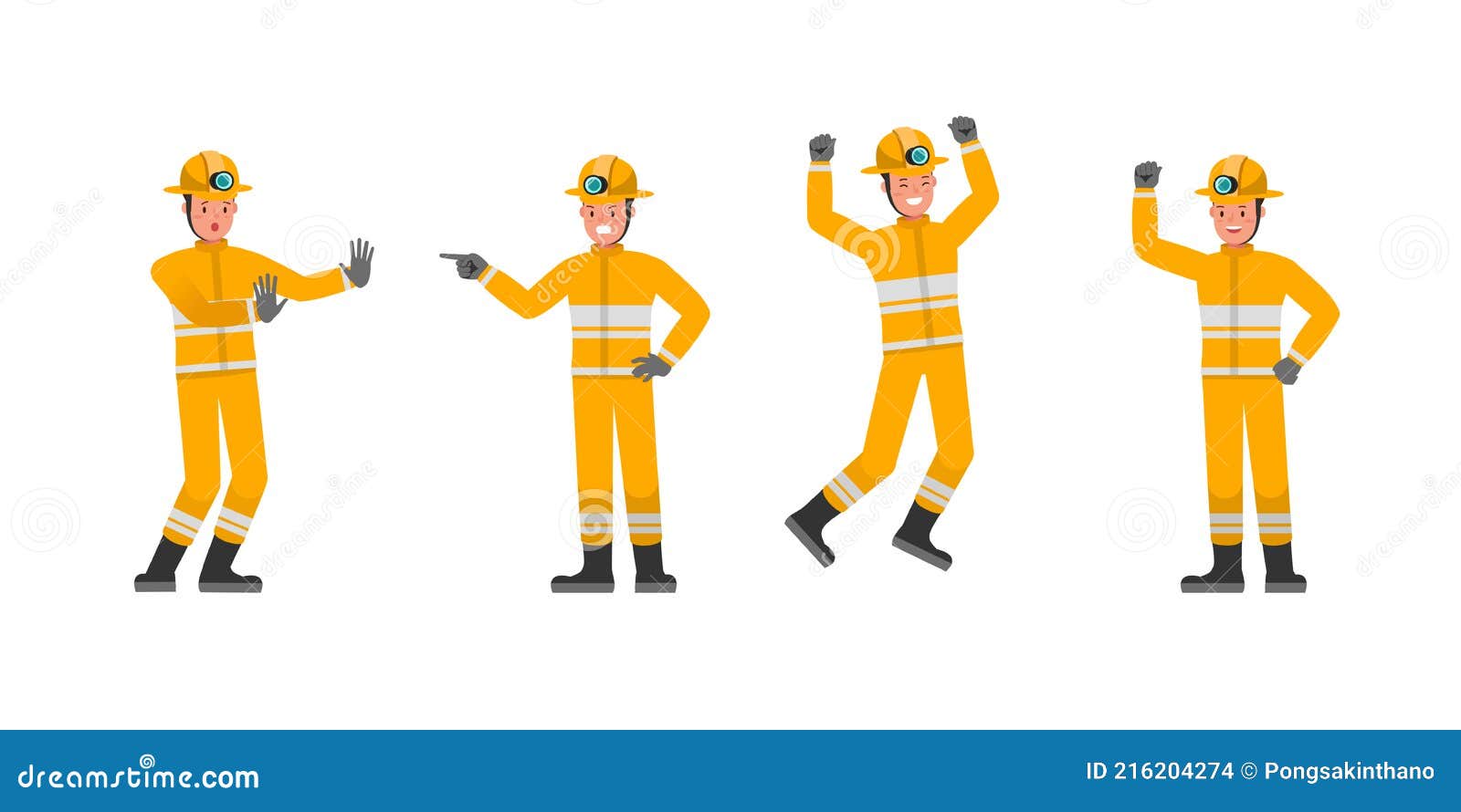 Firefighter Character Vector Design. Presentation in Various Action ...