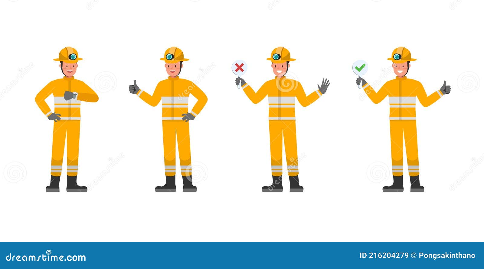 Firefighter Character Vector Design. Presentation in Various Action ...