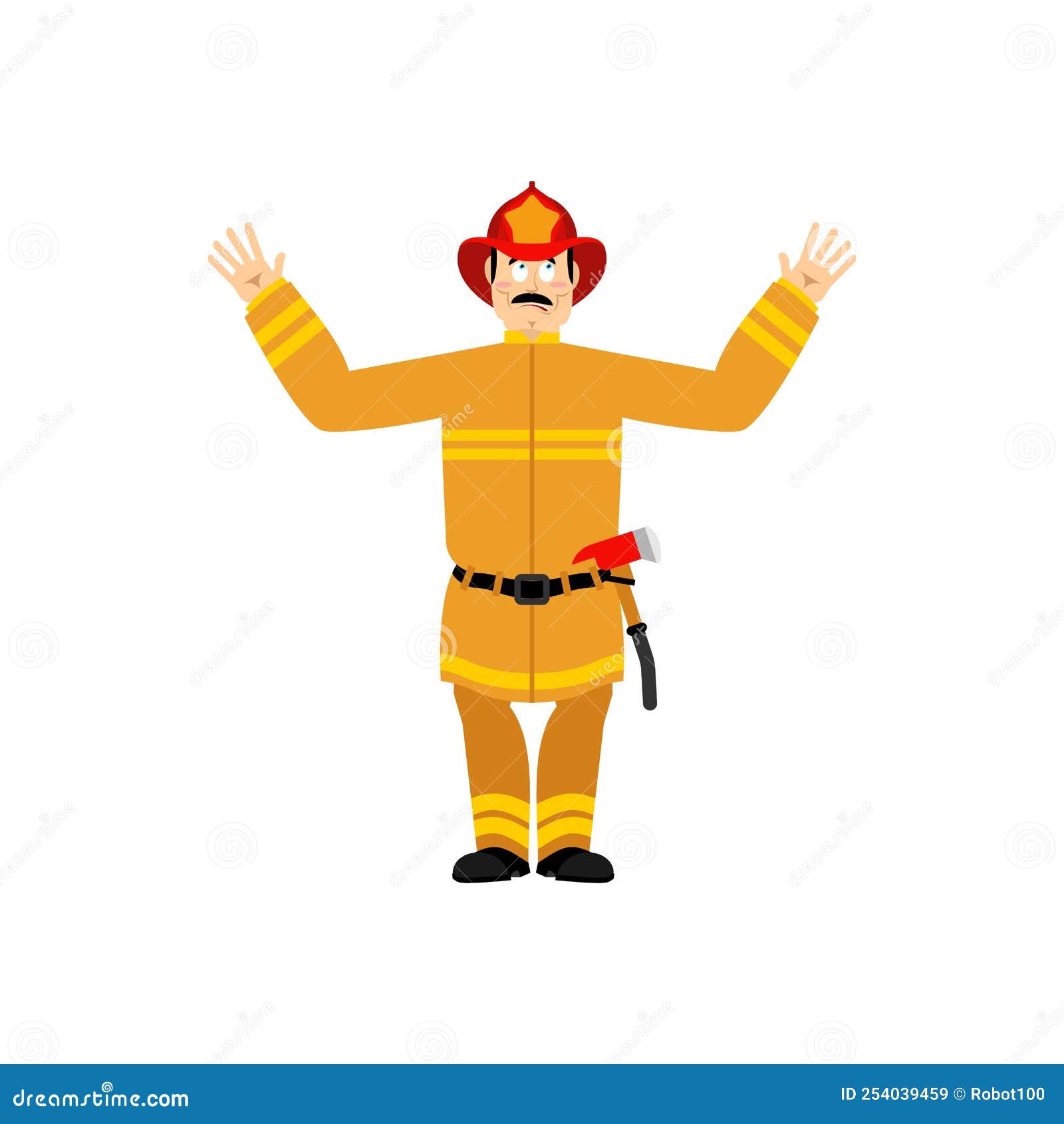 Firefighter Confused. Fireman is Perplexed Emotions Stock Vector ...