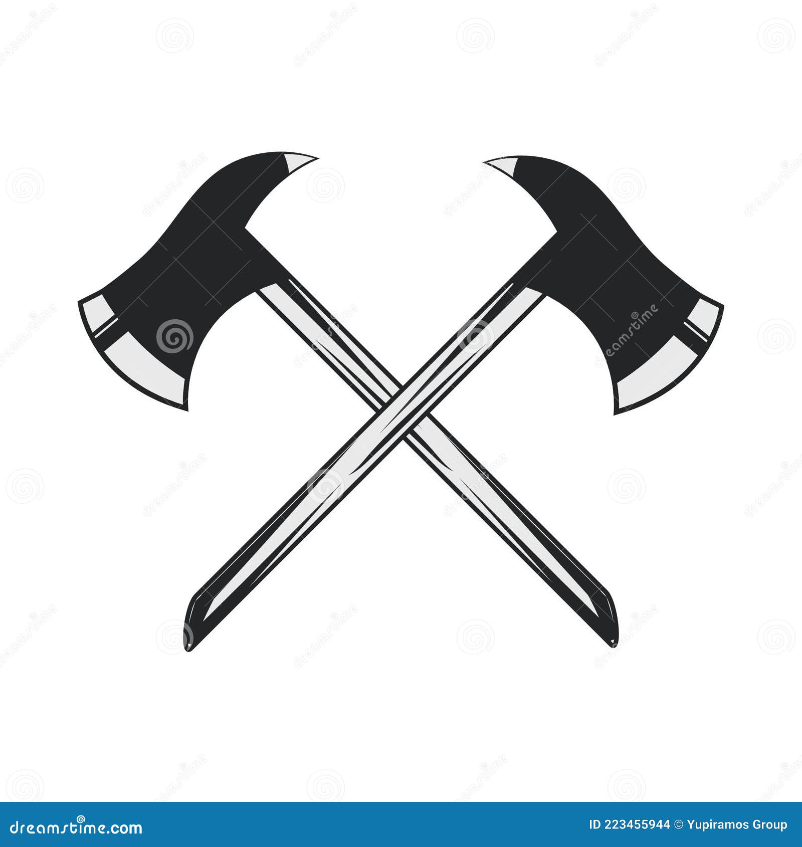 Crossed Firefighter Axes Behind Firefighting Symbol Stock Illustration ...