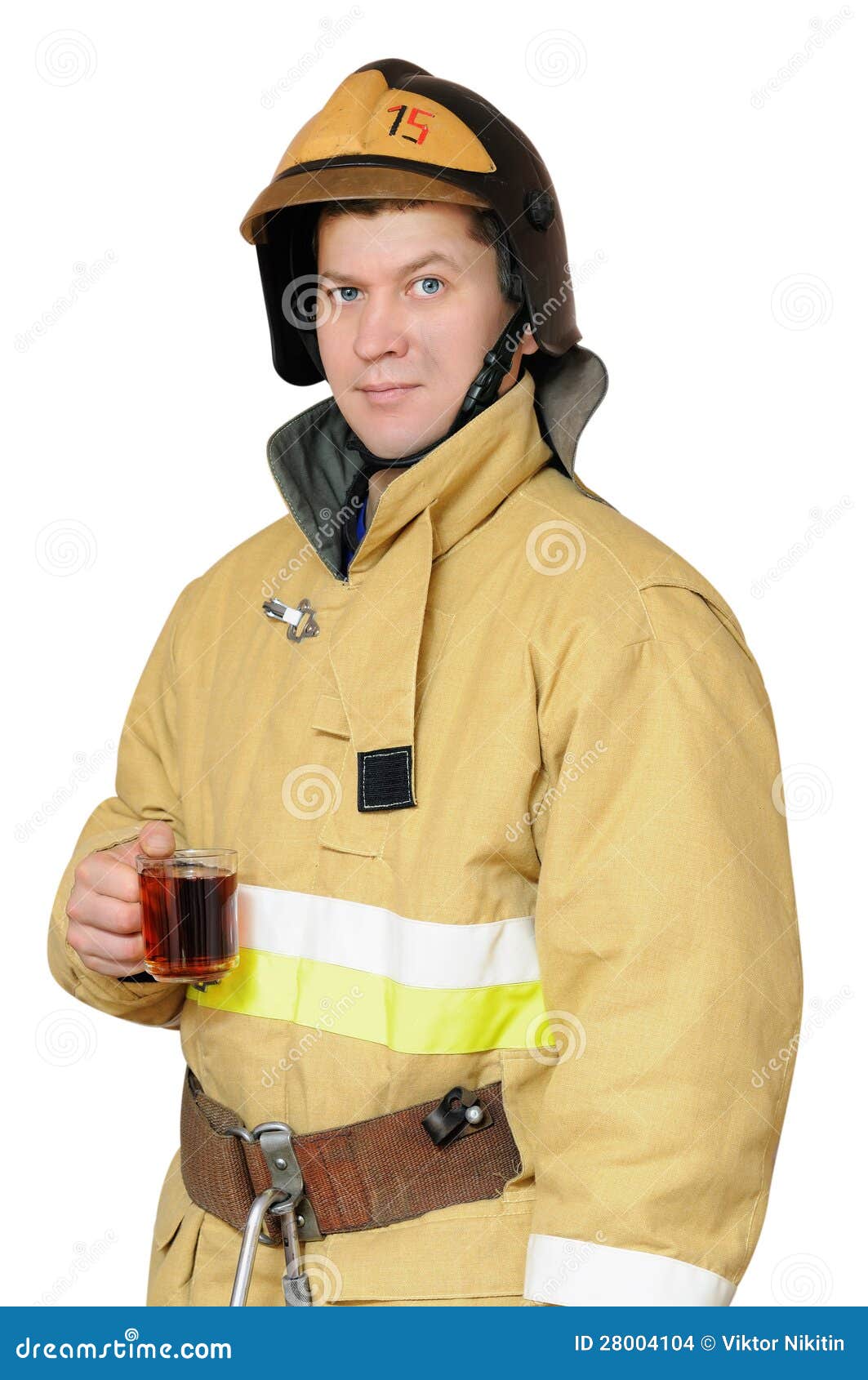 Firefighter with a Cup of Black Tea Stock Photo - Image of fire, clasp ...