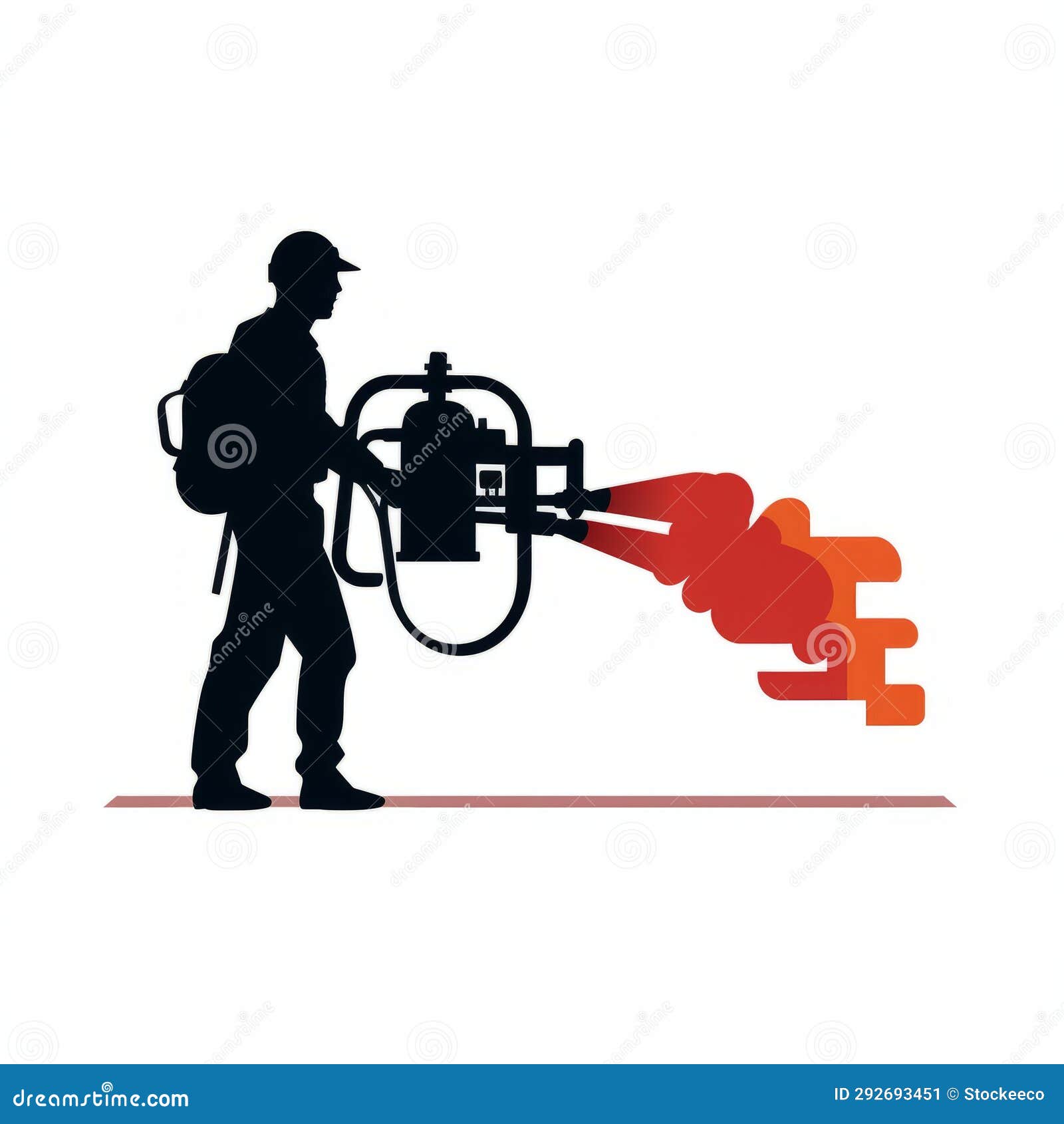 Firefighter Spraying Firefighting Foam Vector Cartoon Illustration ...
