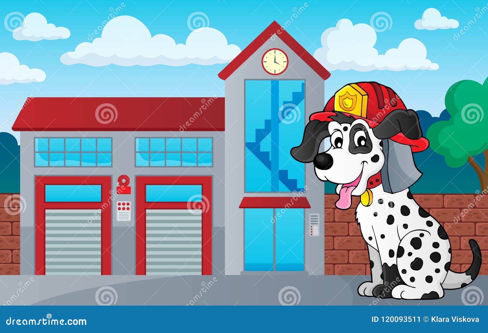 Firefighter dog theme 3 stock vector. Illustration of animal - 120093511