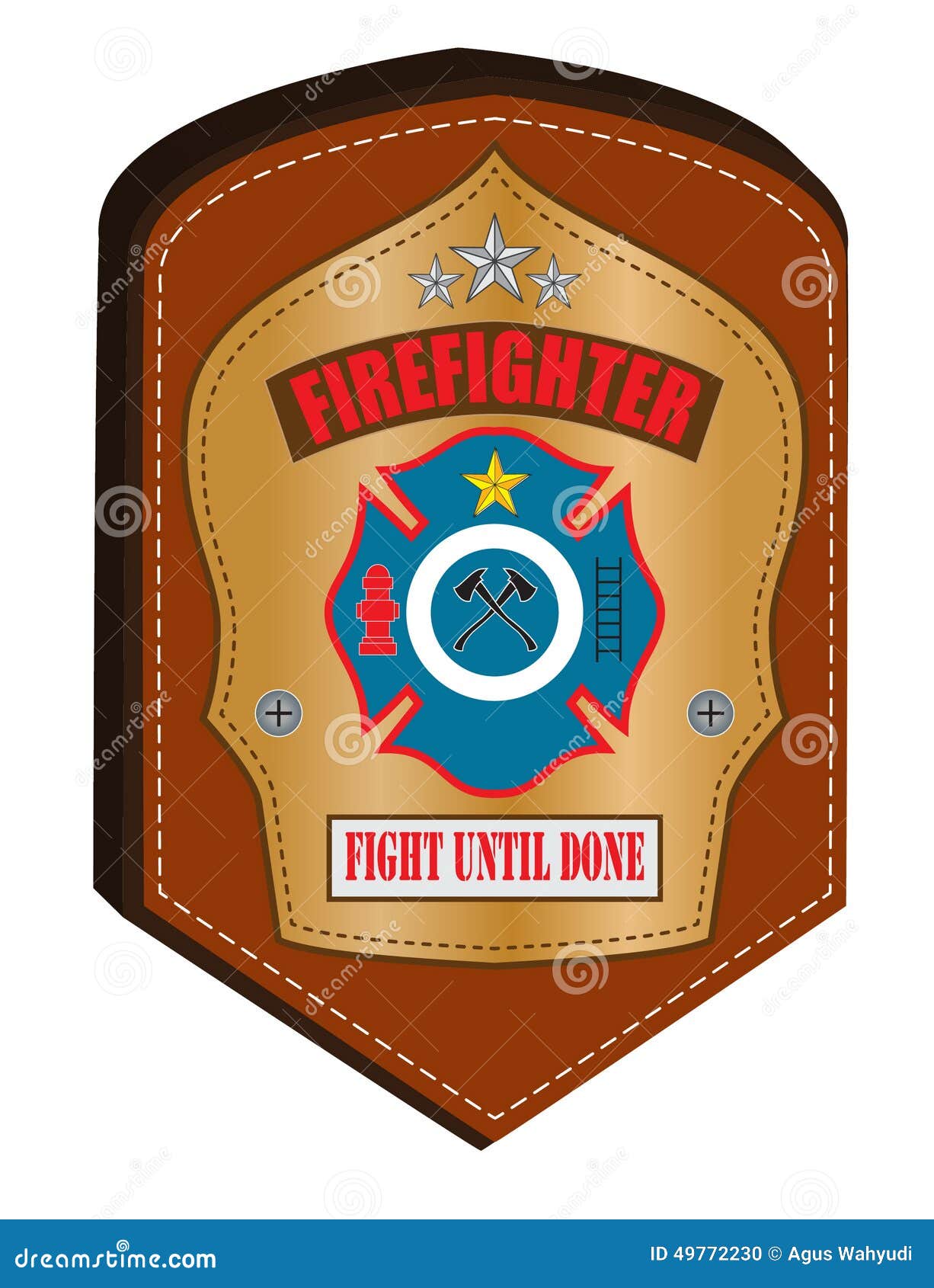 Firefighter Emblem Label Badge And Logo On White Background Cartoon ...