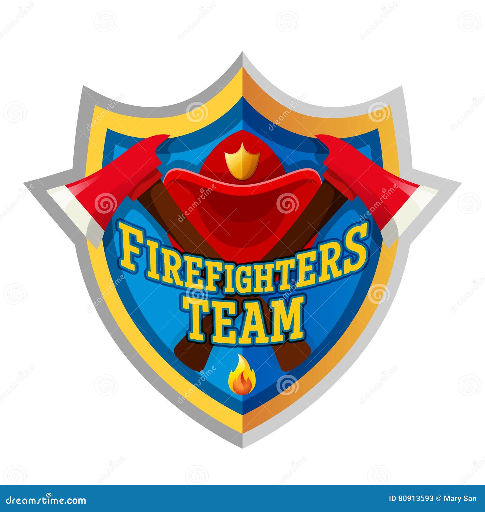 Firefighter Emblem Label Badge and Logo on White Background Stock ...