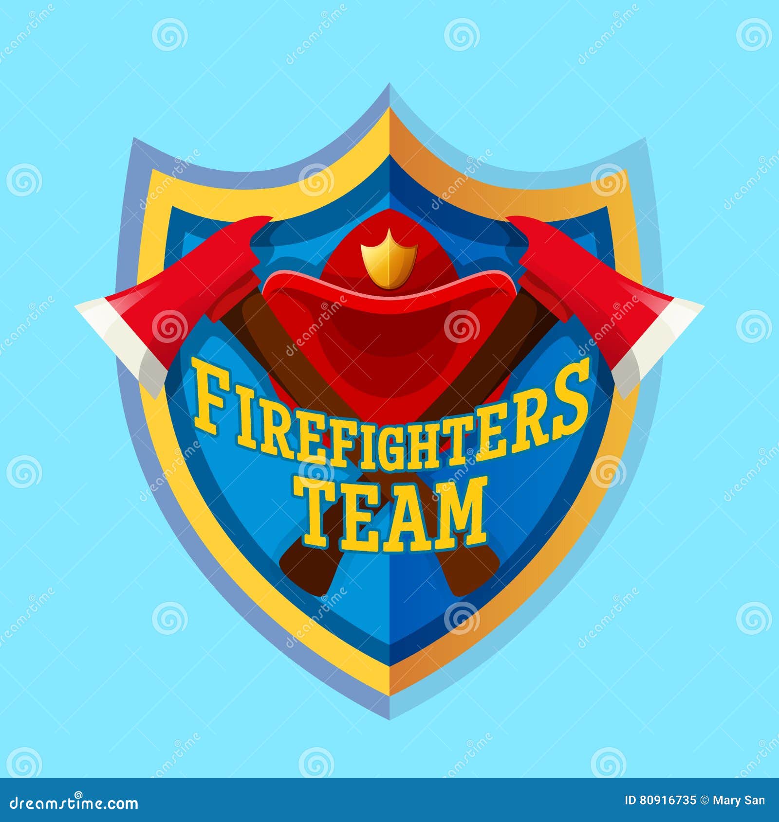 Firefighter Emblem Label Badge And Logo On White Background Cartoon ...