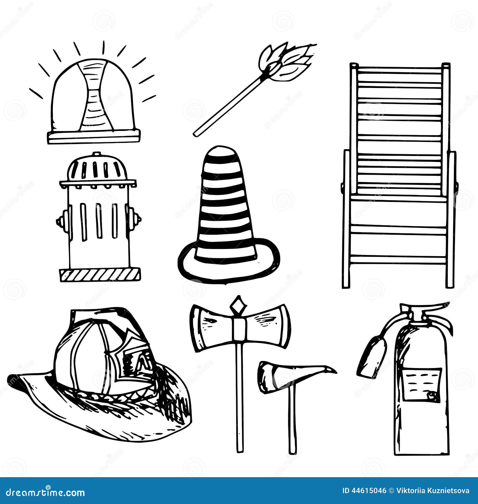 Firefighter,emergency Set, Doodle Stock Vector - Illustration of button ...