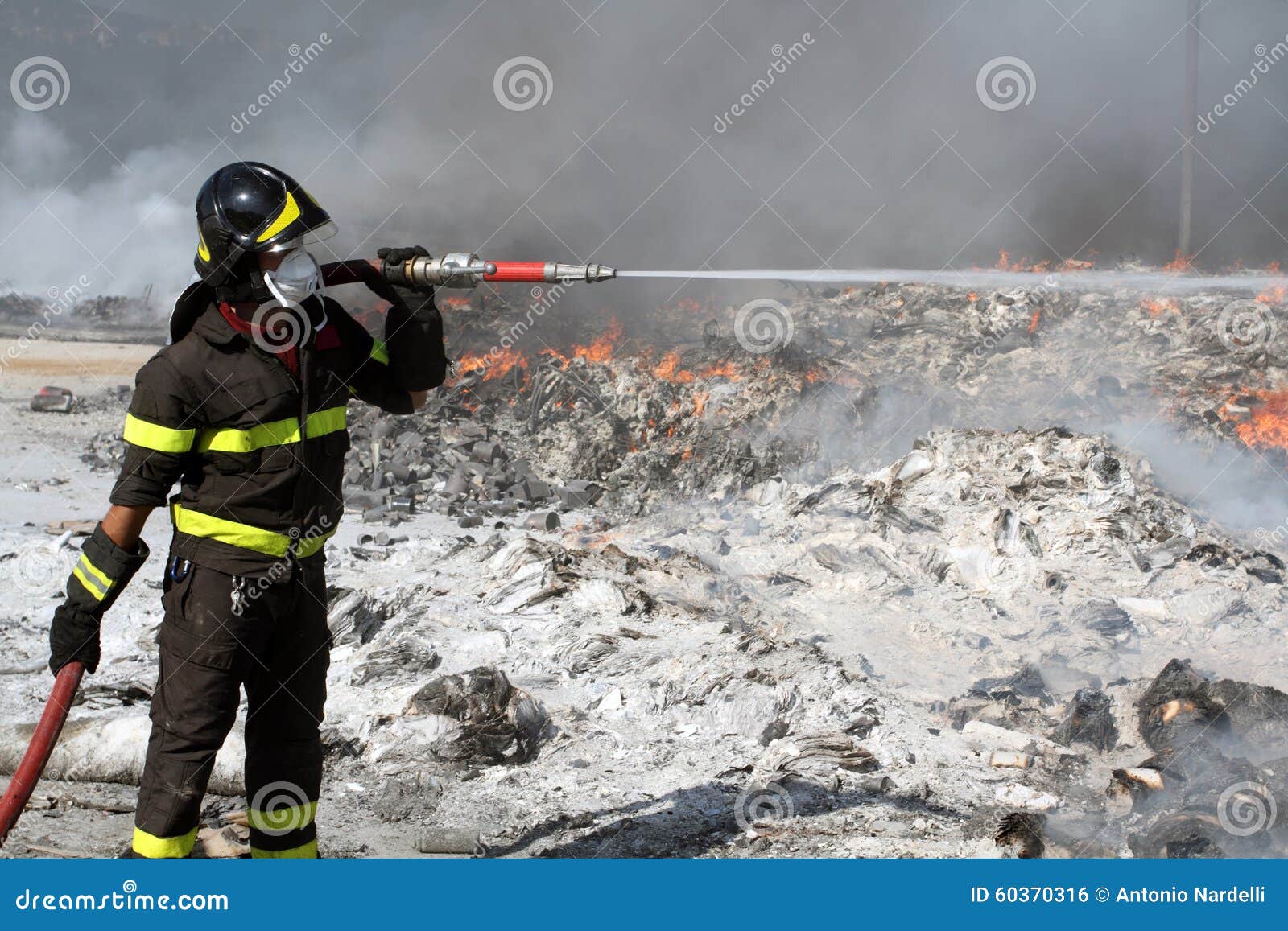 Firefighter editorial photo. Image of fire, hero, smoke - 60370316