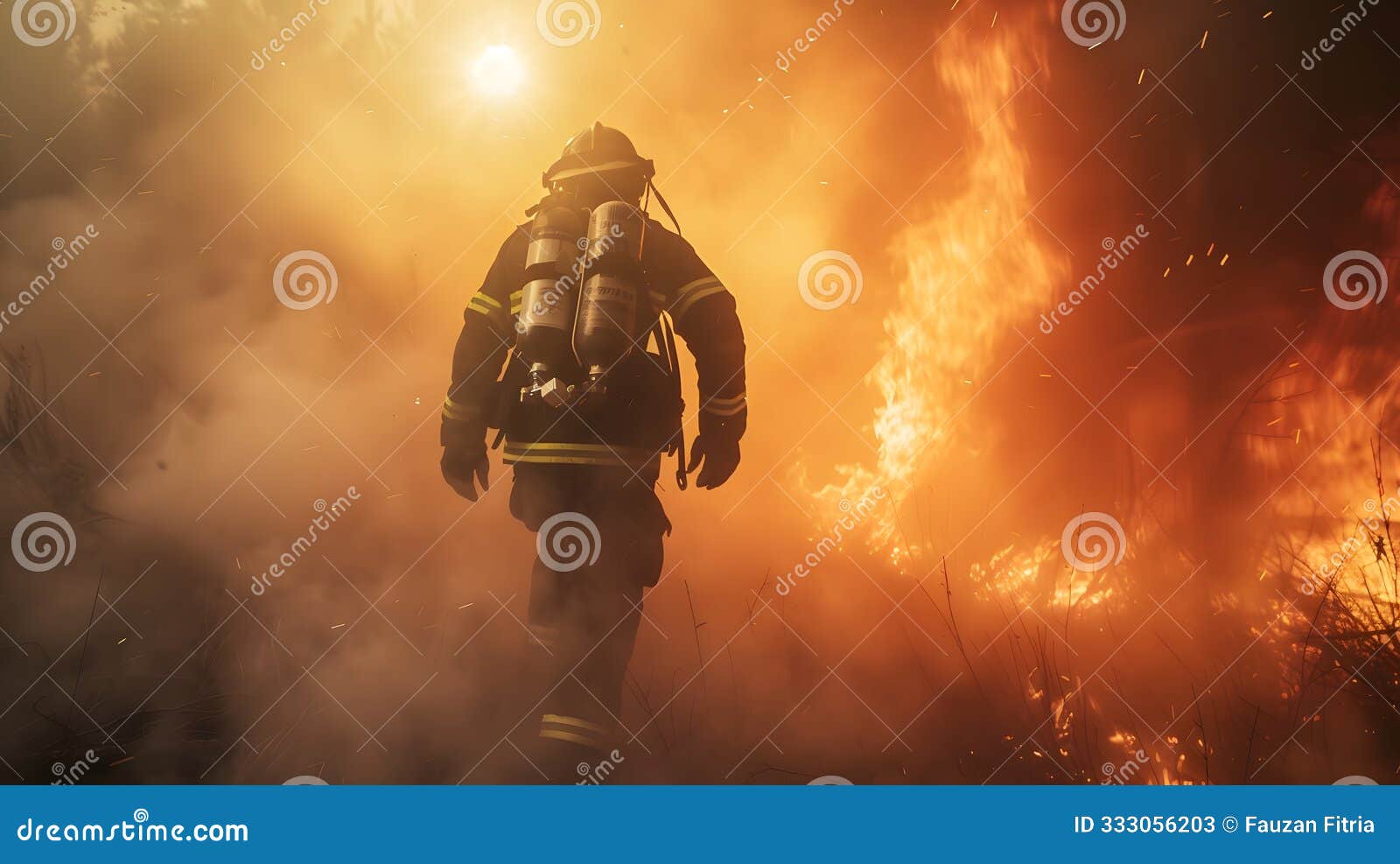 Firefighter Entering a Burning Building. this is AI Generative Image ...
