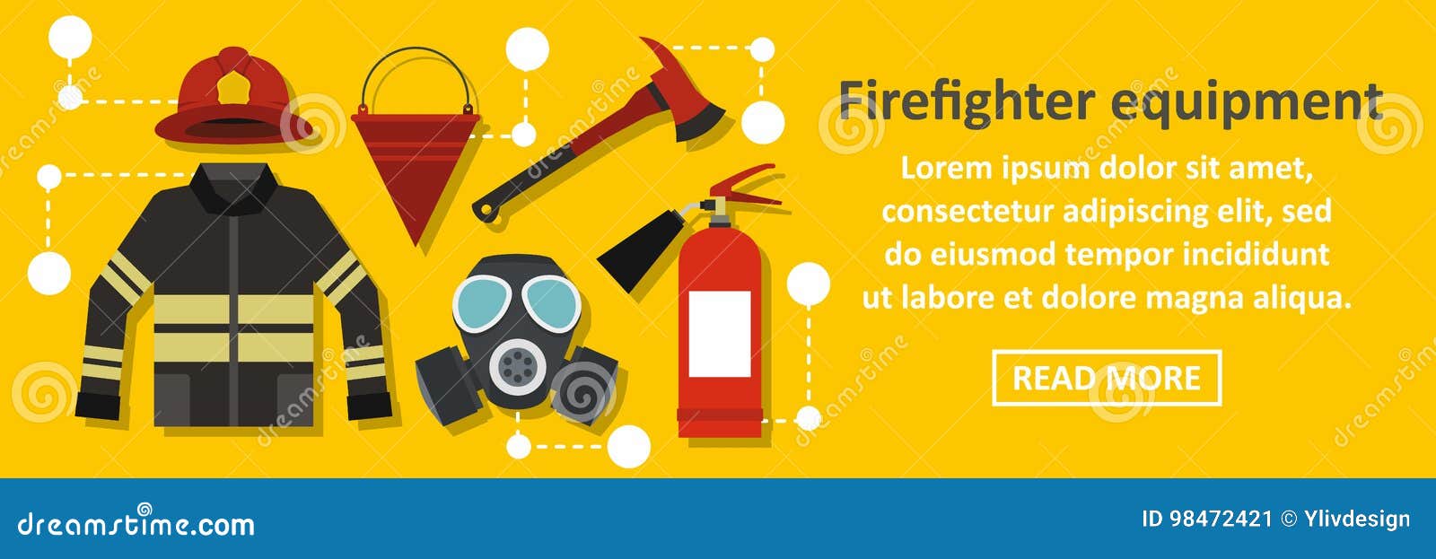 Firefighter Equipment Banner Horizontal Concept Stock Vector ...