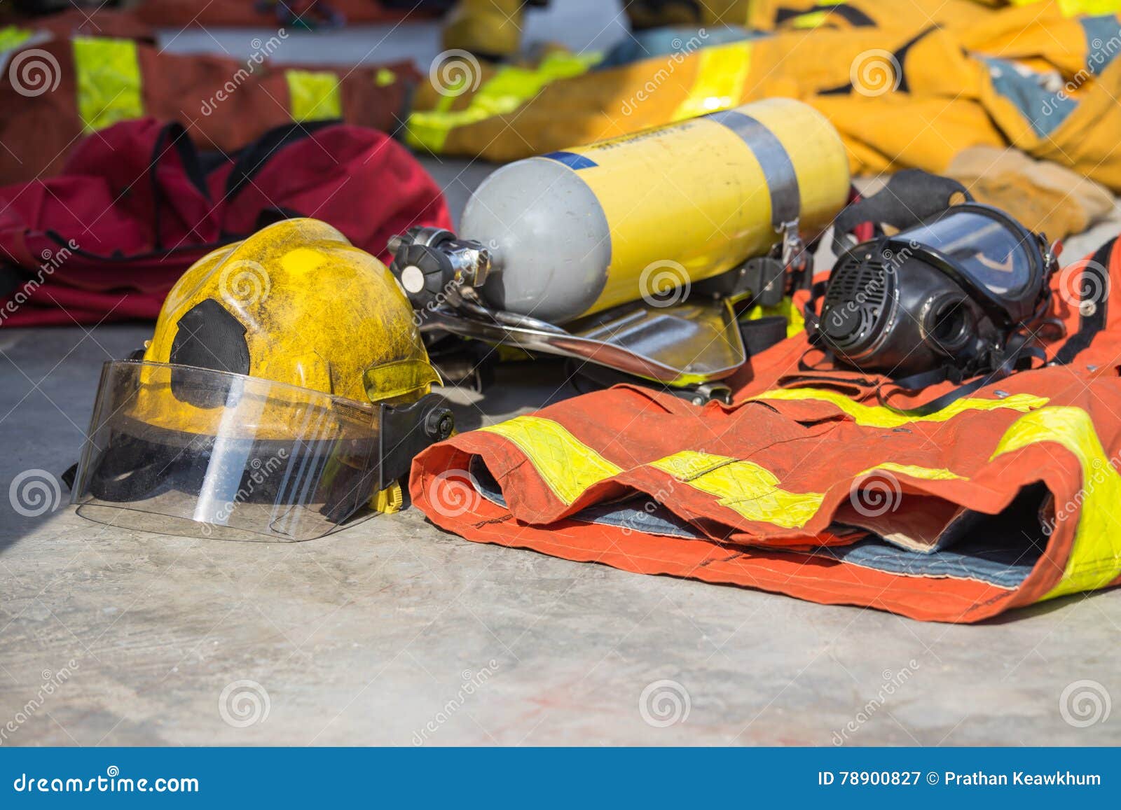 Firefighter Equipment Prepare for Operation Stock Image - Image of gear ...