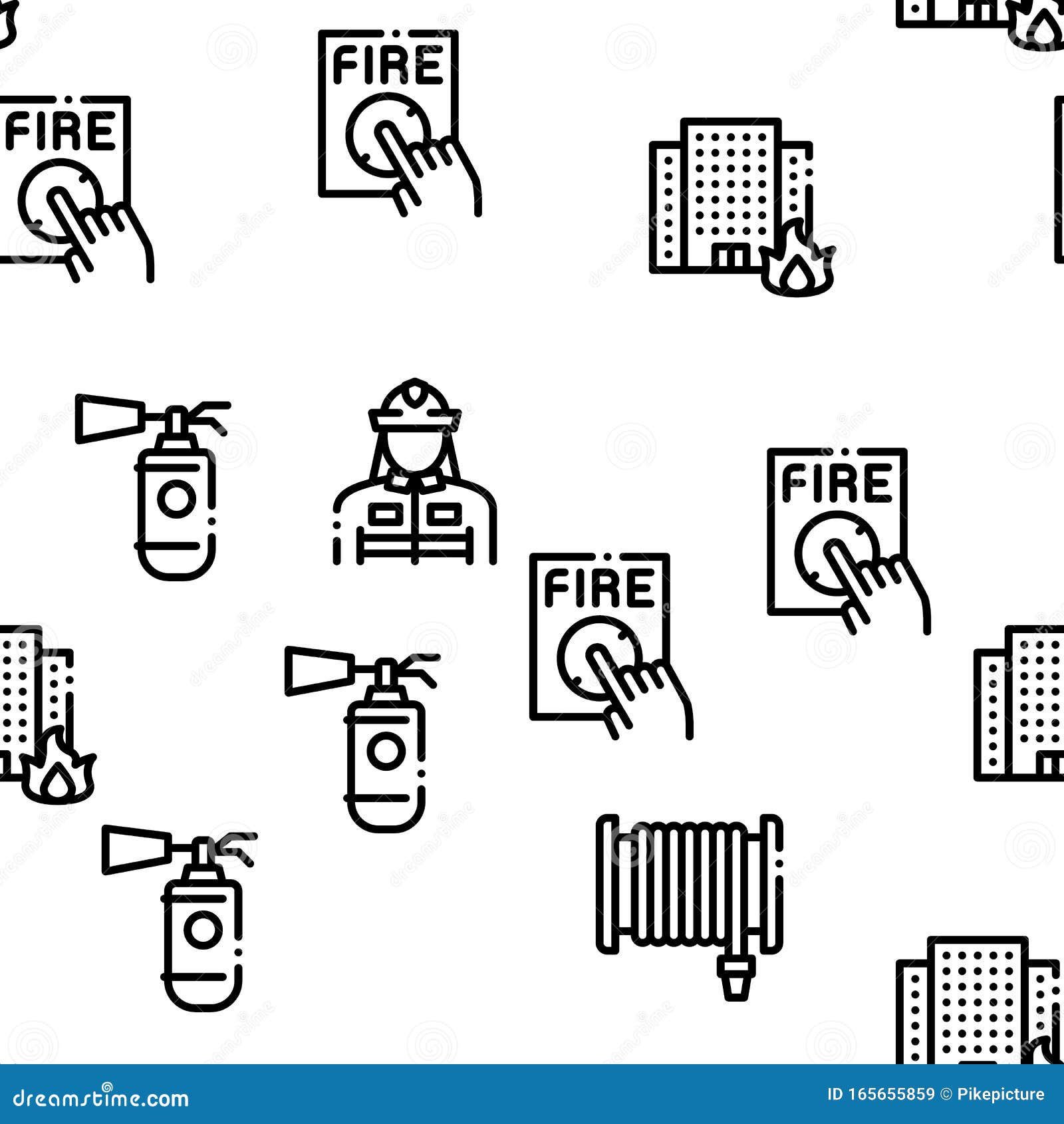 Firefighter Equipment Seamless Pattern Vector Stock Vector ...