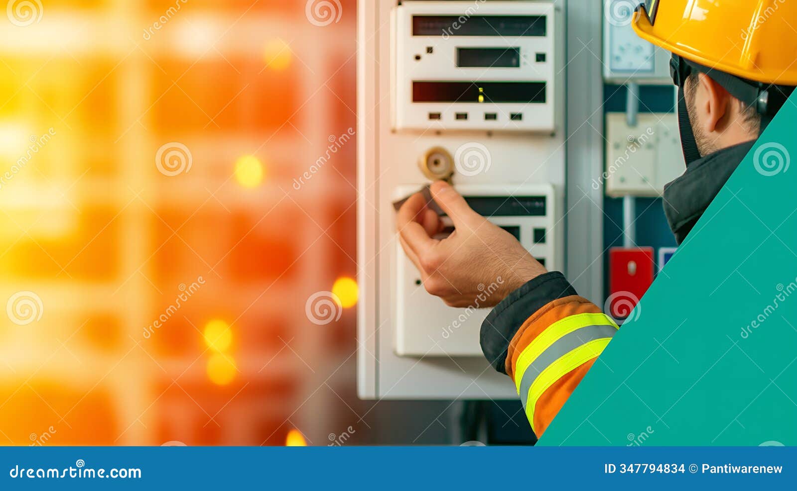 Firefighter Examining Alarm System Components Stock Illustration ...