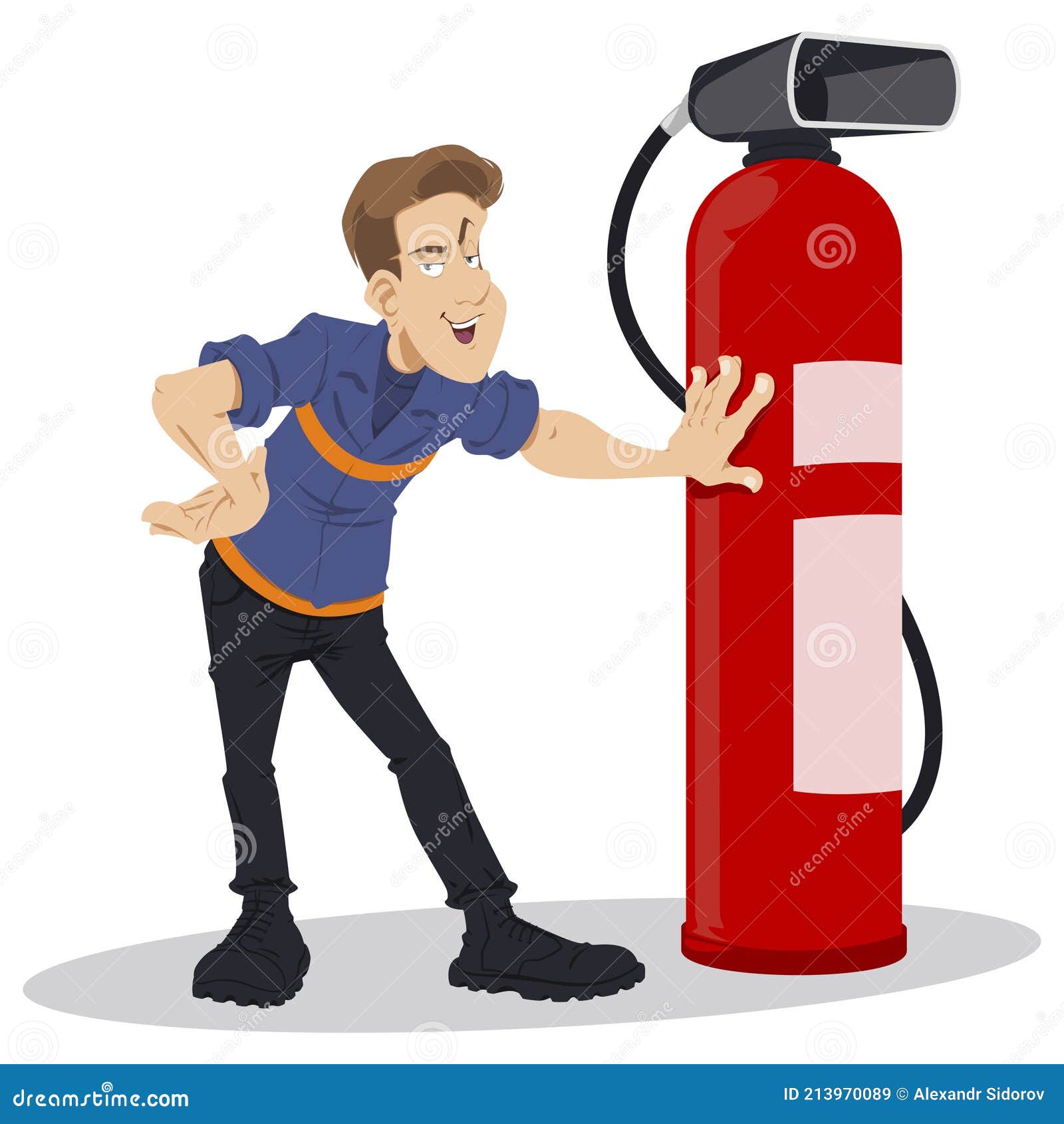 Firefighter with Extinguisher. Burning Protection. Illustration for ...