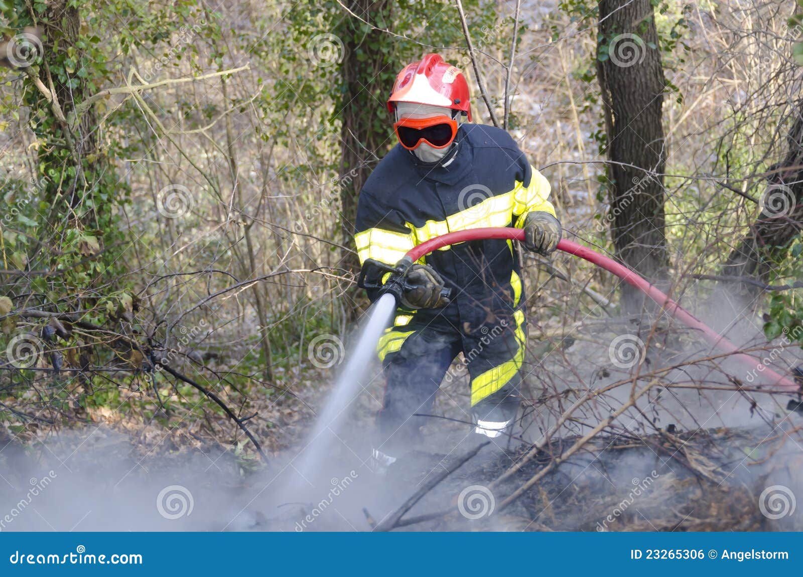Firefighter fighting fire stock photo. Image of hero - 23265306