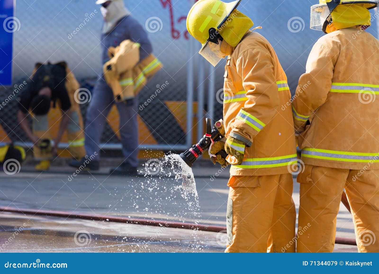 Firefighter Fighting for a Fire Attack Stock Image - Image of equipment ...