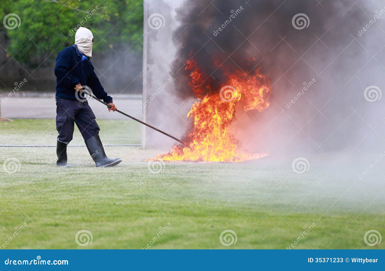 Firefighter Fighting for Fire Attack Training Stock Image - Image of ...