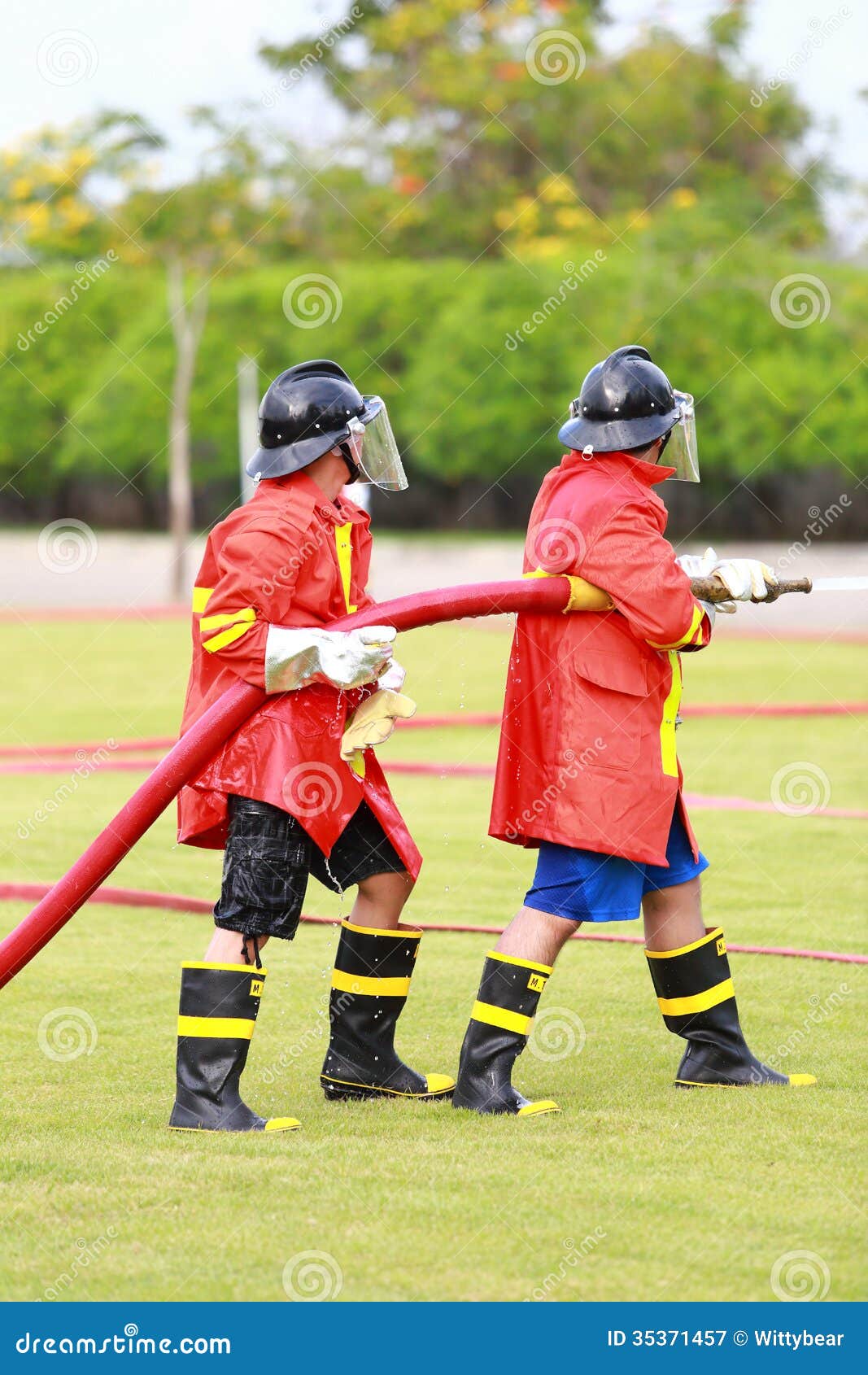 Firefighter Fighting for Fire Attack Training Editorial Photography ...