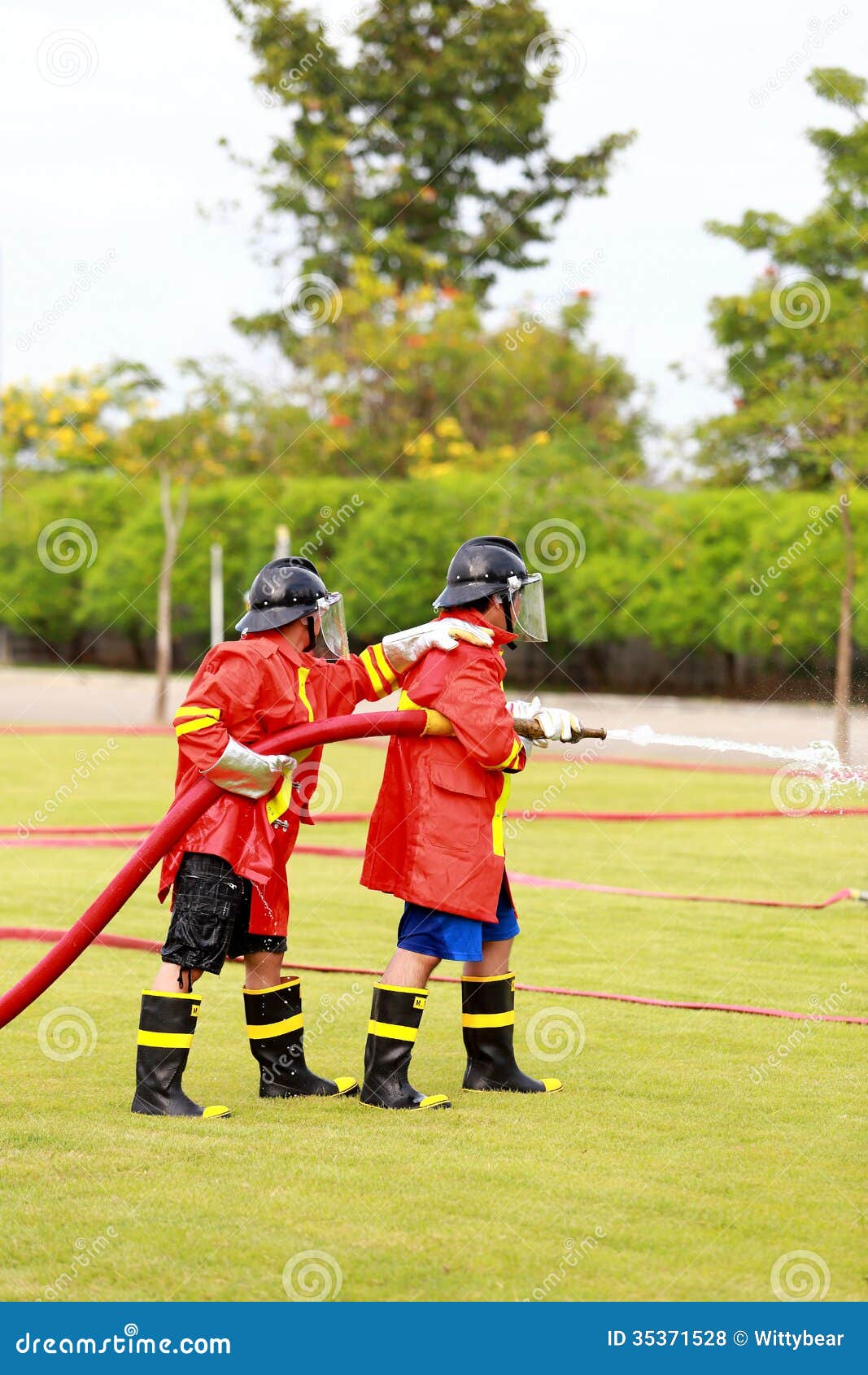 Firefighter Fighting for Fire Attack Training Stock Photo - Image of ...
