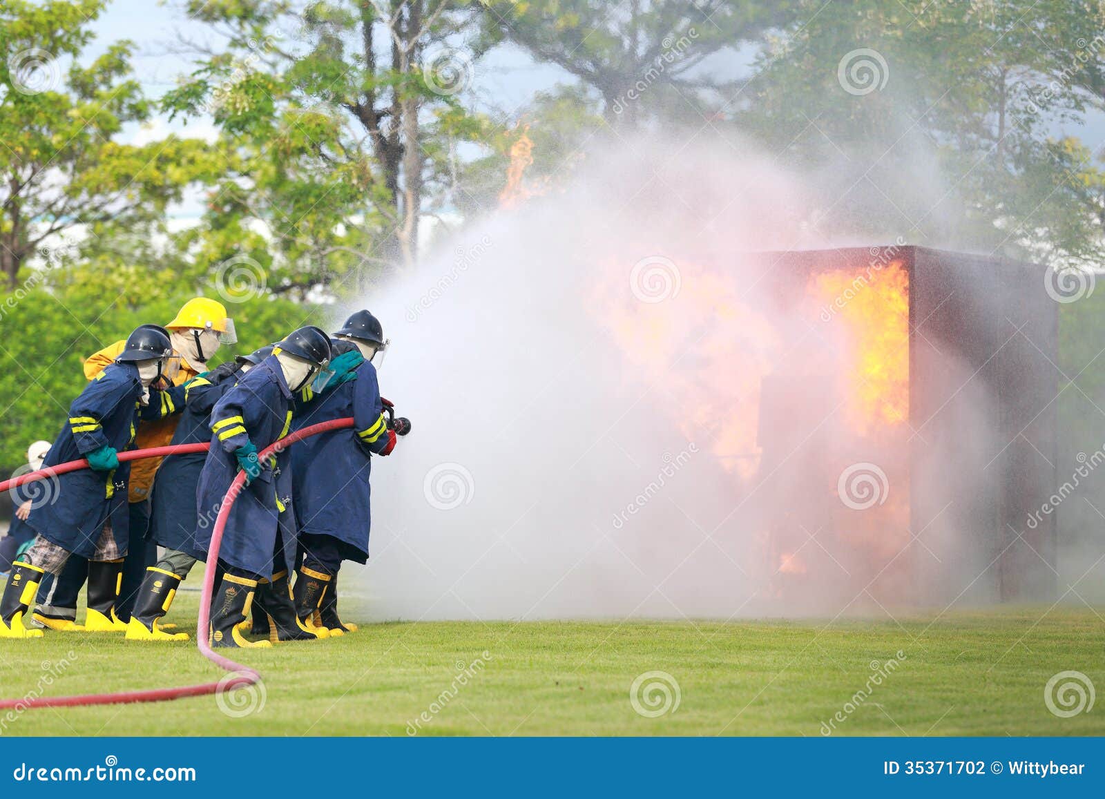 Firefighter Fighting for Fire Attack Training Stock Photo - Image of ...