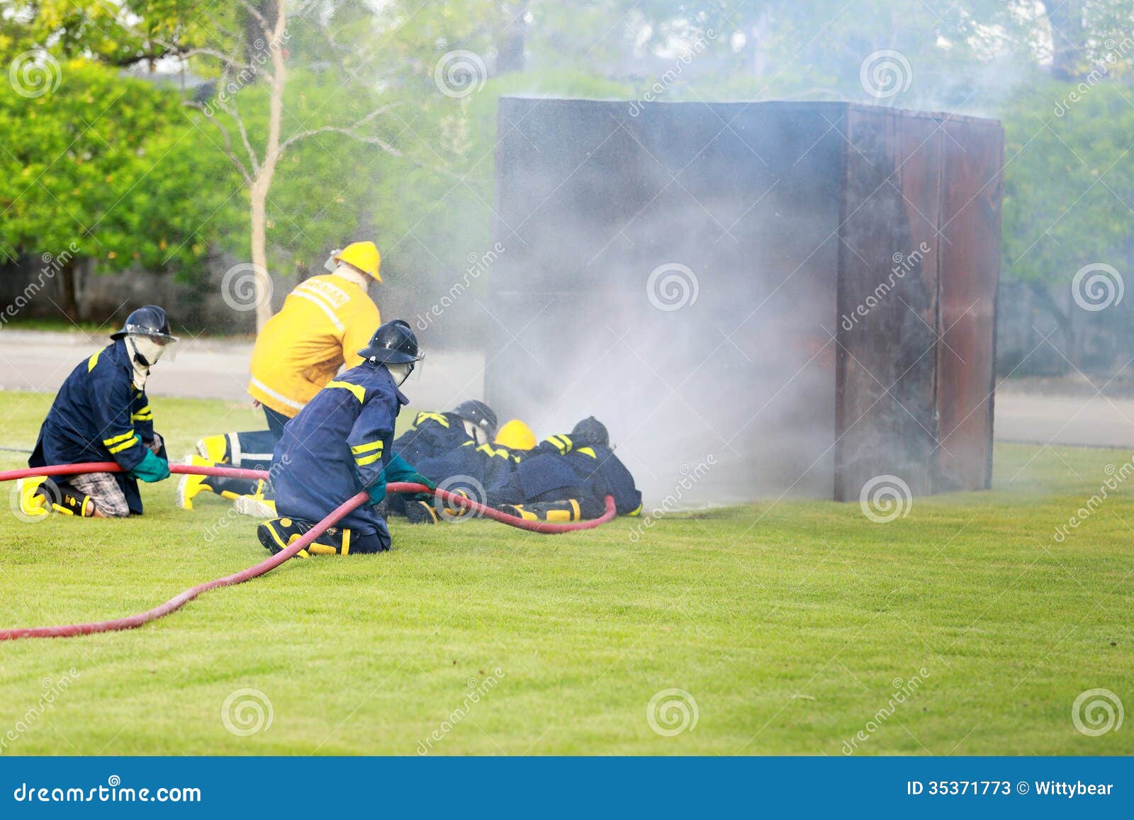 Firefighter Fighting for Fire Attack Training Stock Image - Image of ...