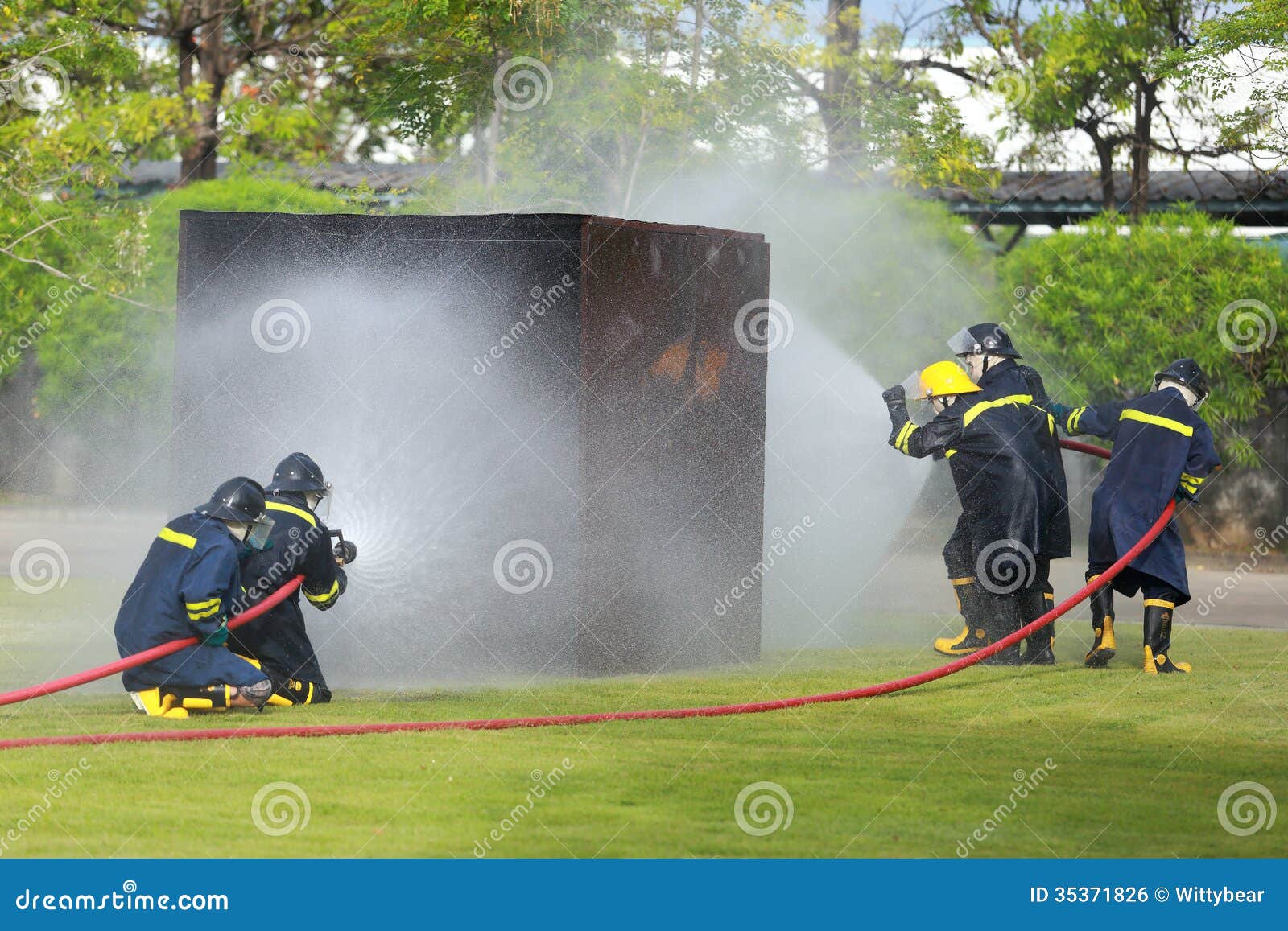 Firefighter Fighting for Fire Attack Training Stock Photo - Image of ...