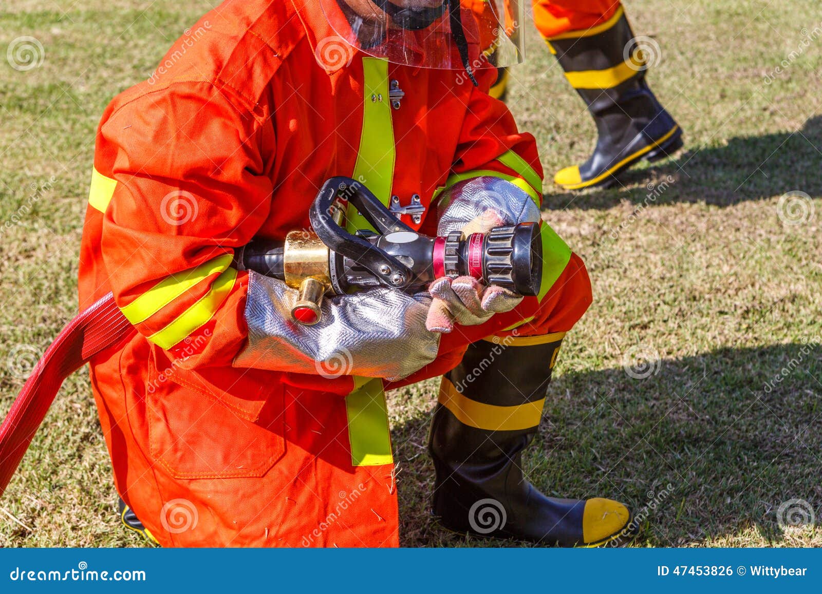 Firefighter Fighting for Fire Attack Training Stock Photo - Image of ...