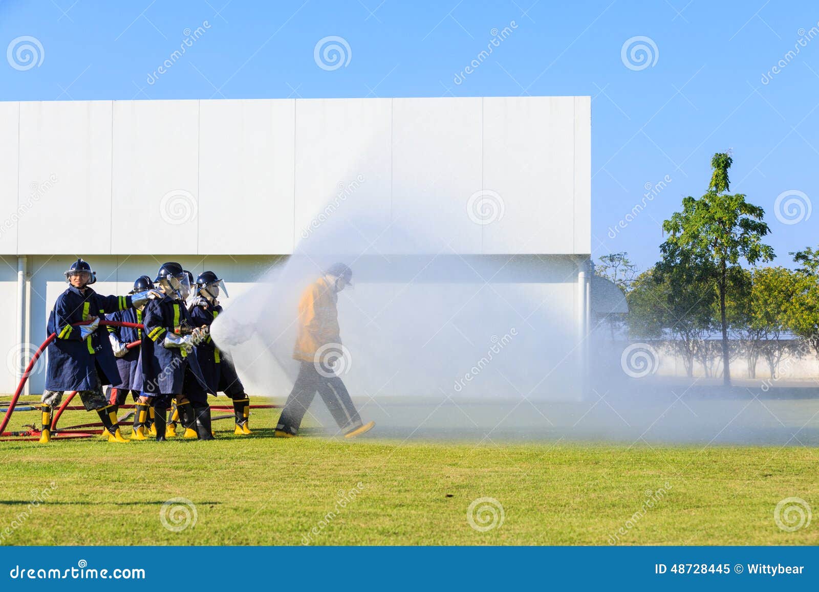 Firefighter Fighting for Fire Attack Training Editorial Image - Image ...