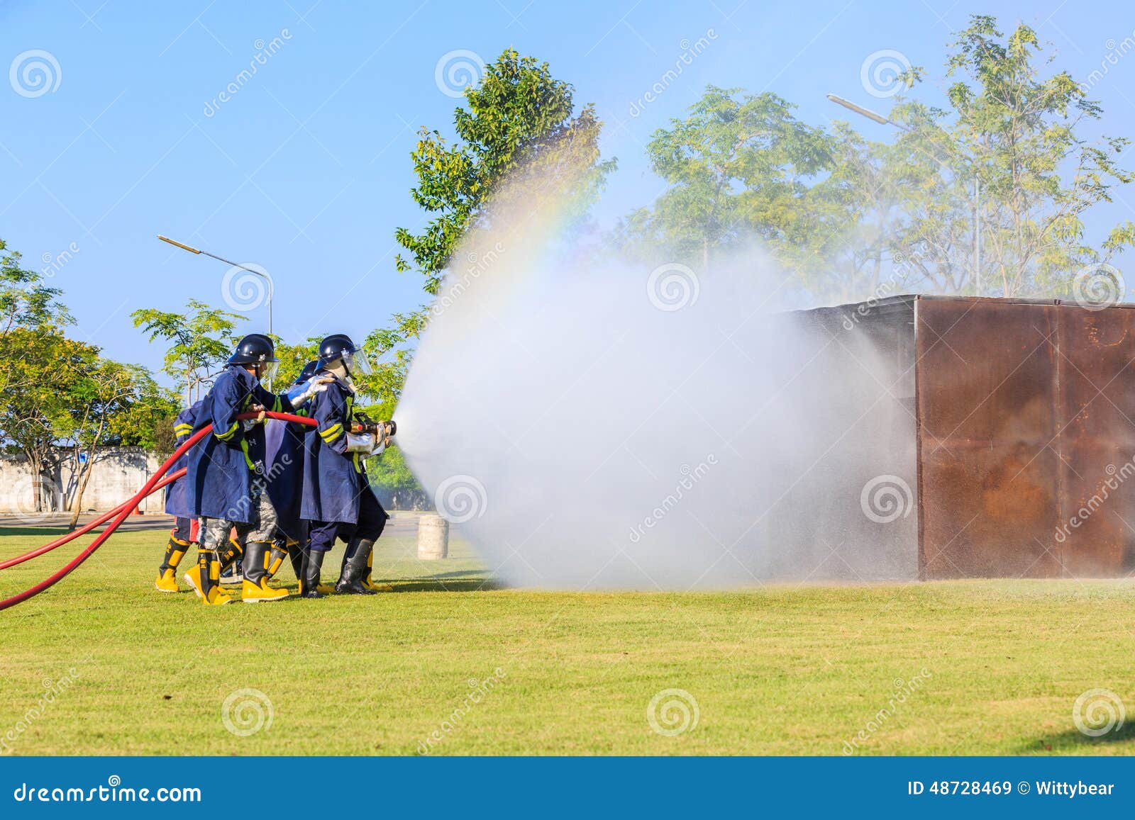 Firefighter Fighting for Fire Attack Training Editorial Stock Image ...