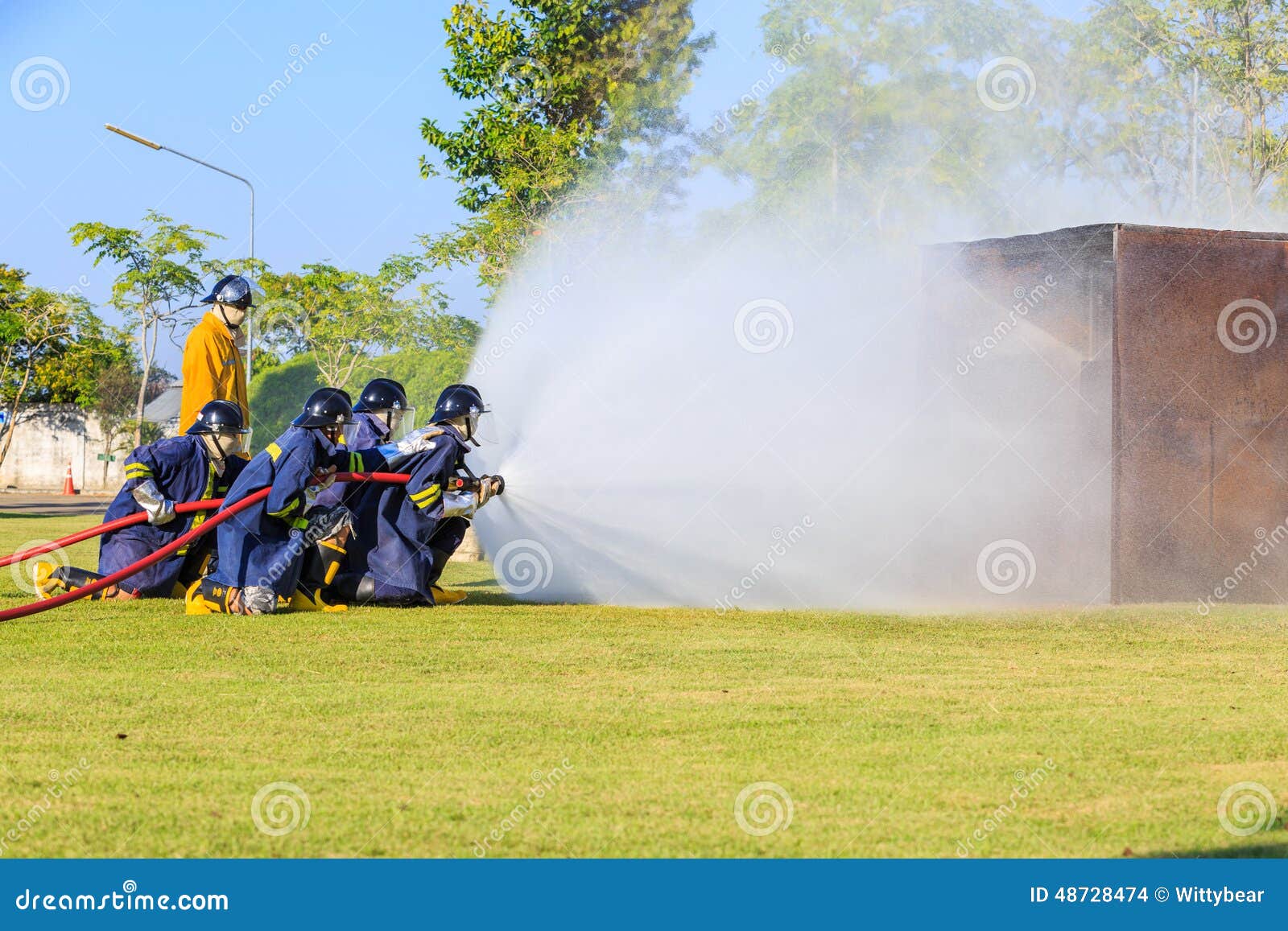 Firefighter Fighting for Fire Attack Training Editorial Stock Image ...