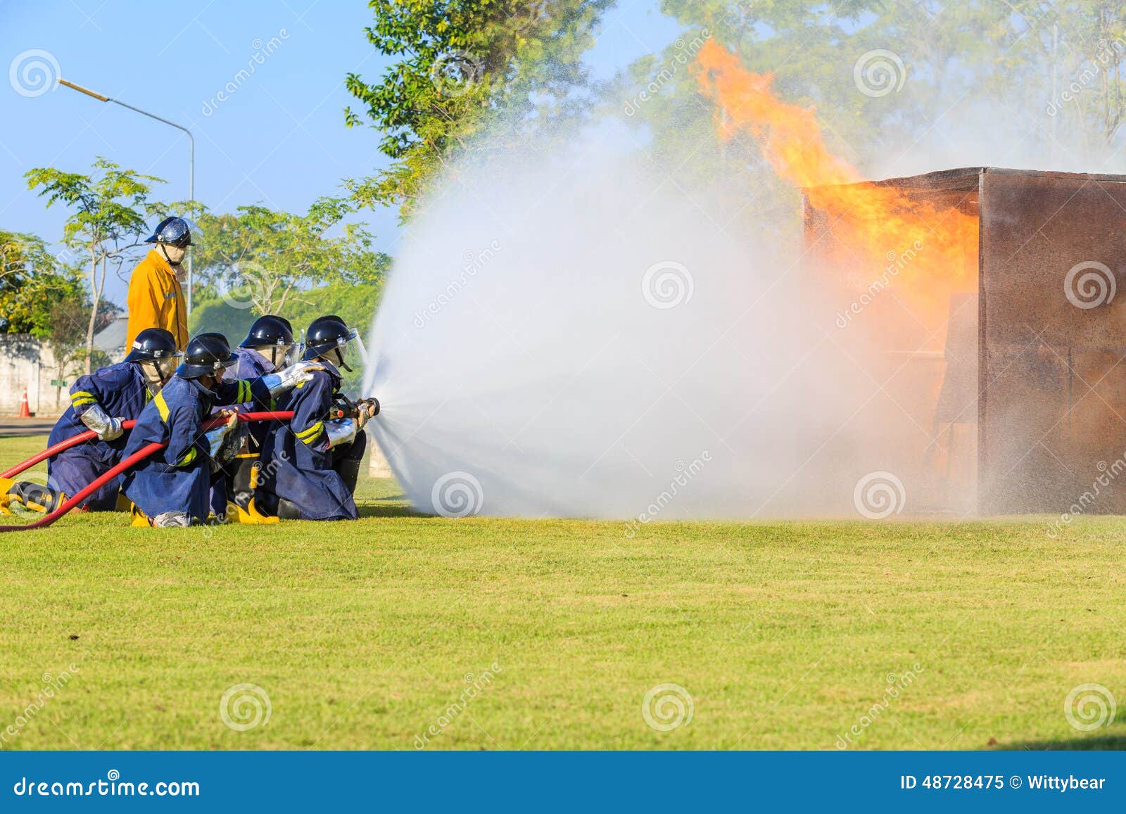 Firefighter Fighting for Fire Attack Training Editorial Image - Image ...