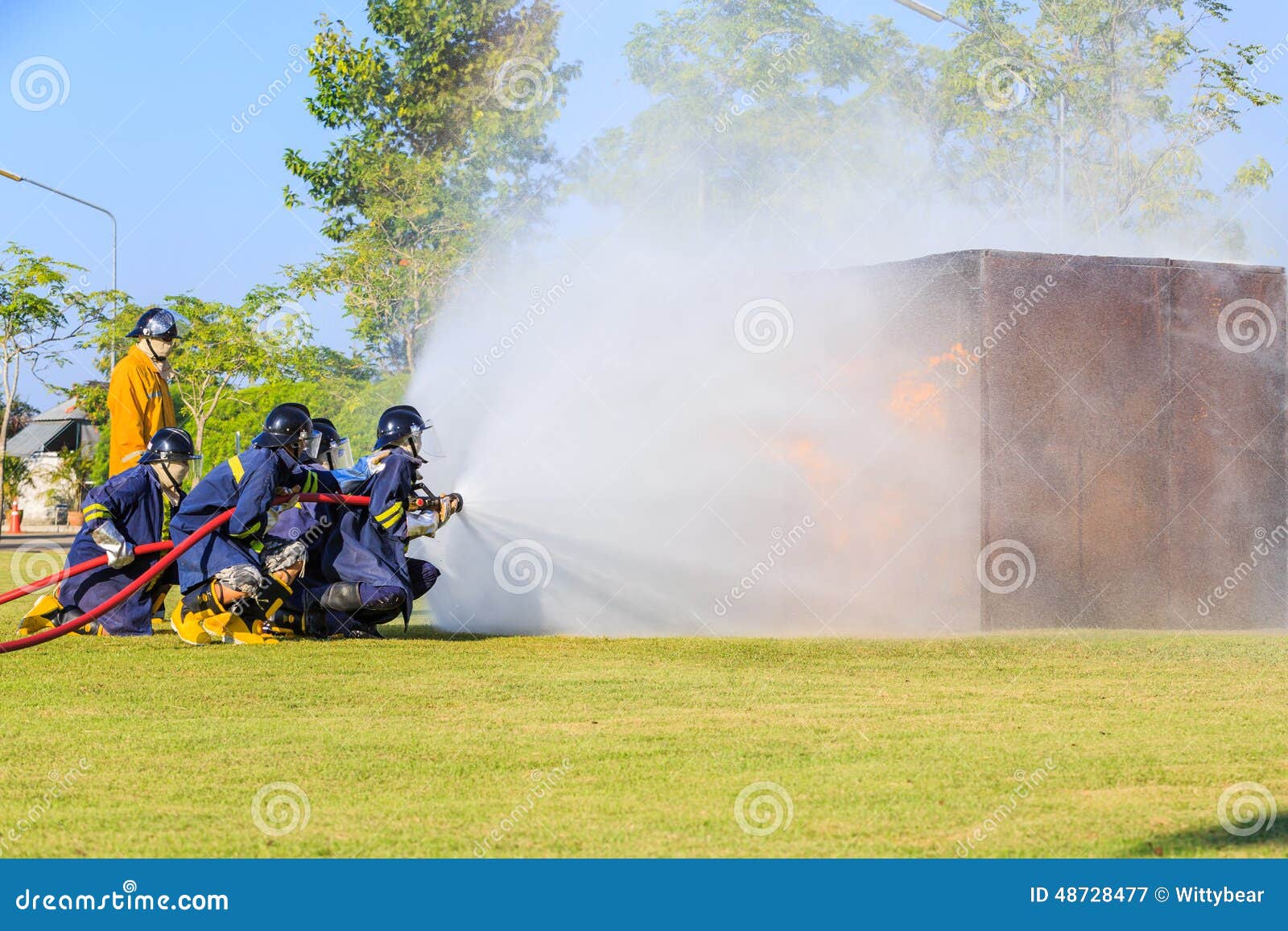 Firefighter Fighting for Fire Attack Training Editorial Photography ...