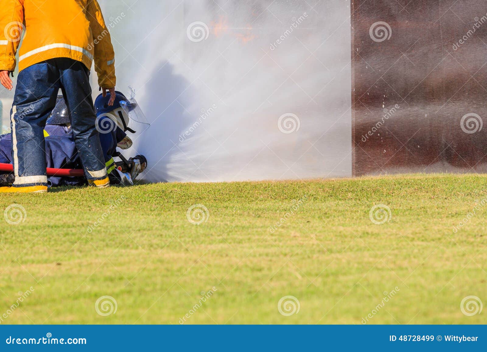 Firefighter Fighting for Fire Attack Training Editorial Stock Image ...