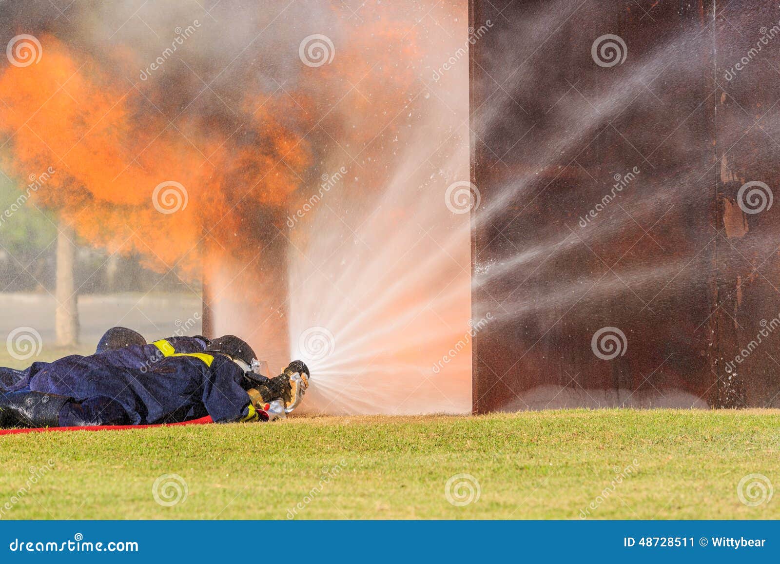 Firefighter Fighting for Fire Attack Training Editorial Photo - Image ...