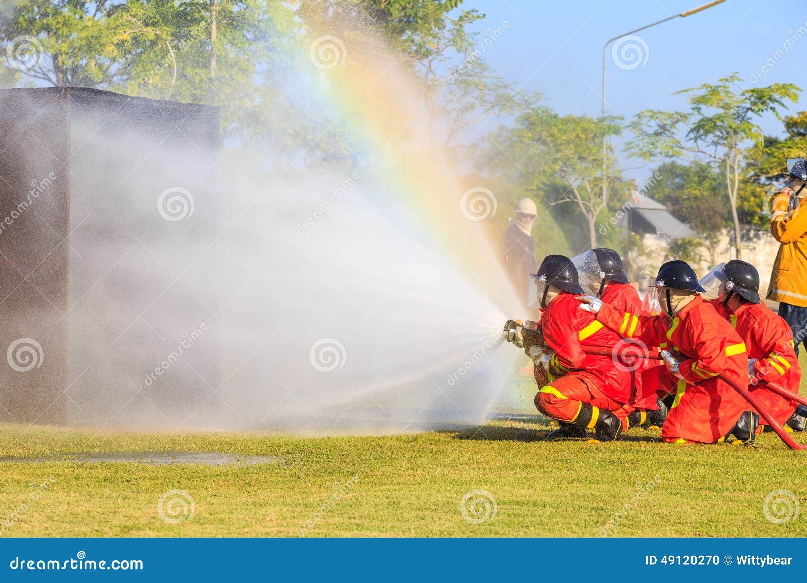 Firefighter Fighting for Fire Attack Training Editorial Image - Image ...