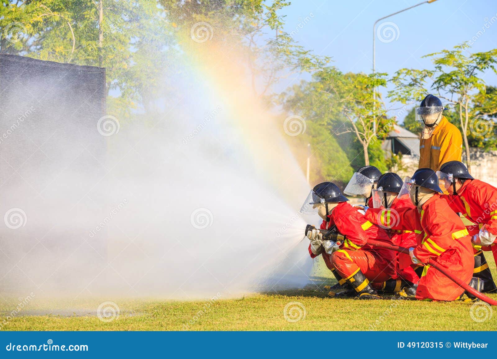 Firefighter Fighting for Fire Attack Training Editorial Image - Image ...