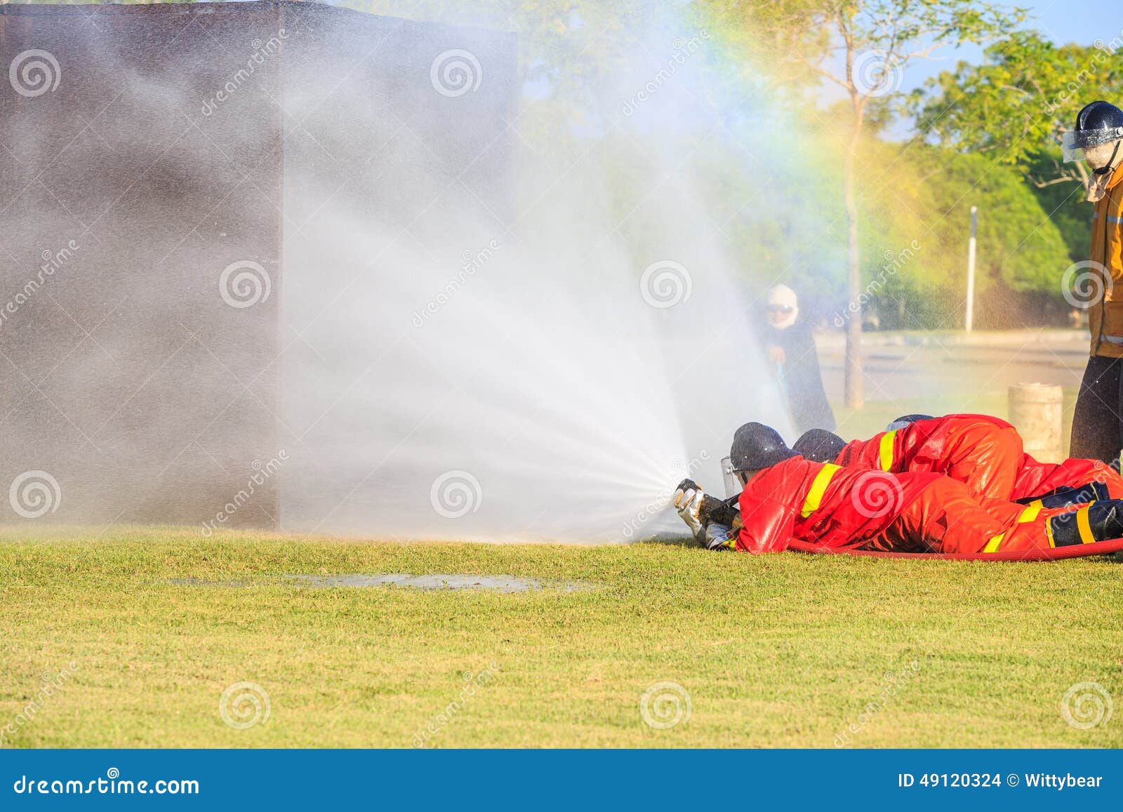 Firefighter Fighting for Fire Attack Training Editorial Stock Image ...