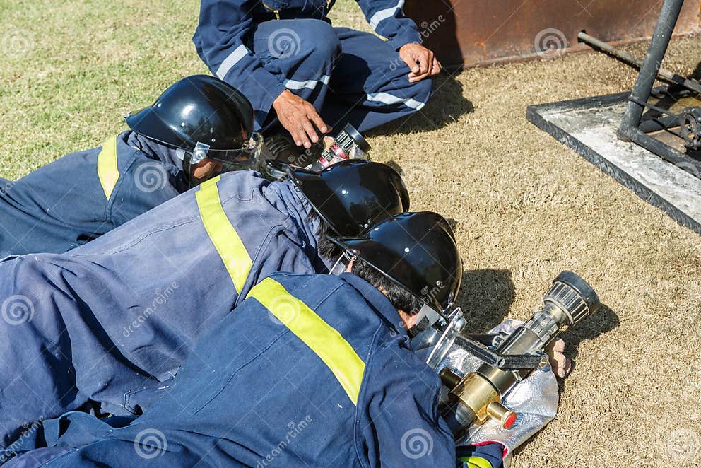 Firefighter Fighting for Fire Attack Training Editorial Stock Photo ...