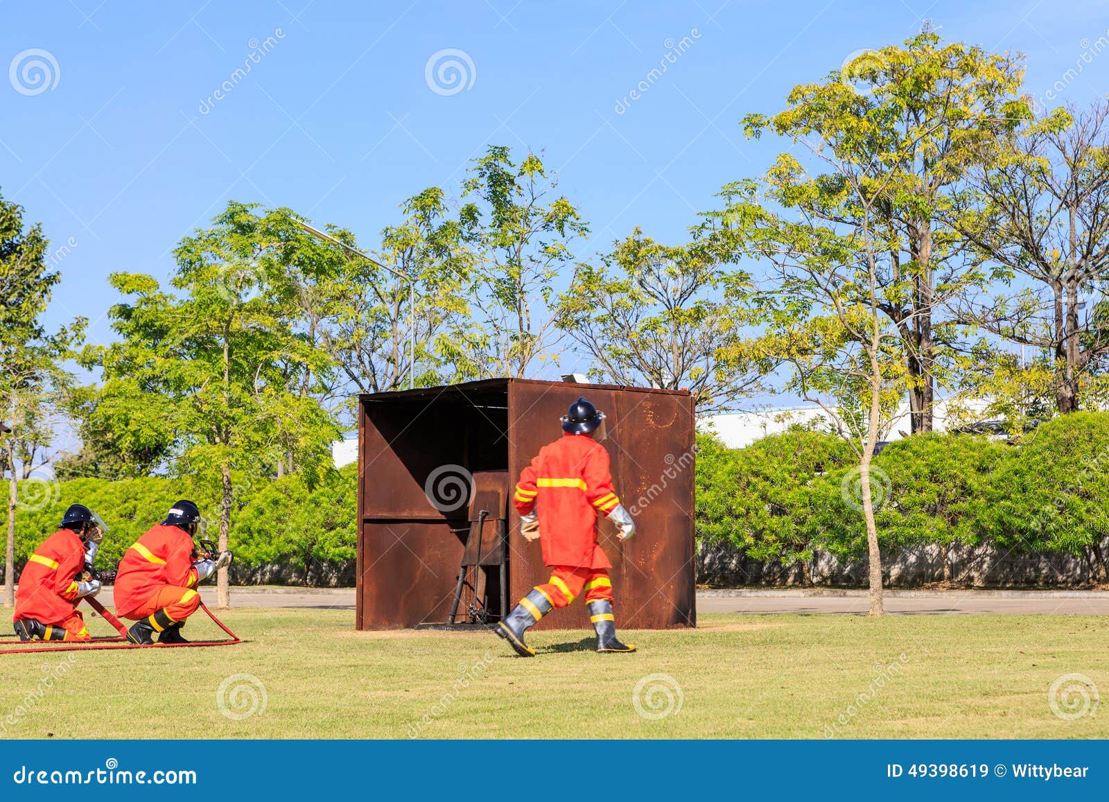 Firefighter Fighting for Fire Attack Training Editorial Stock Image ...
