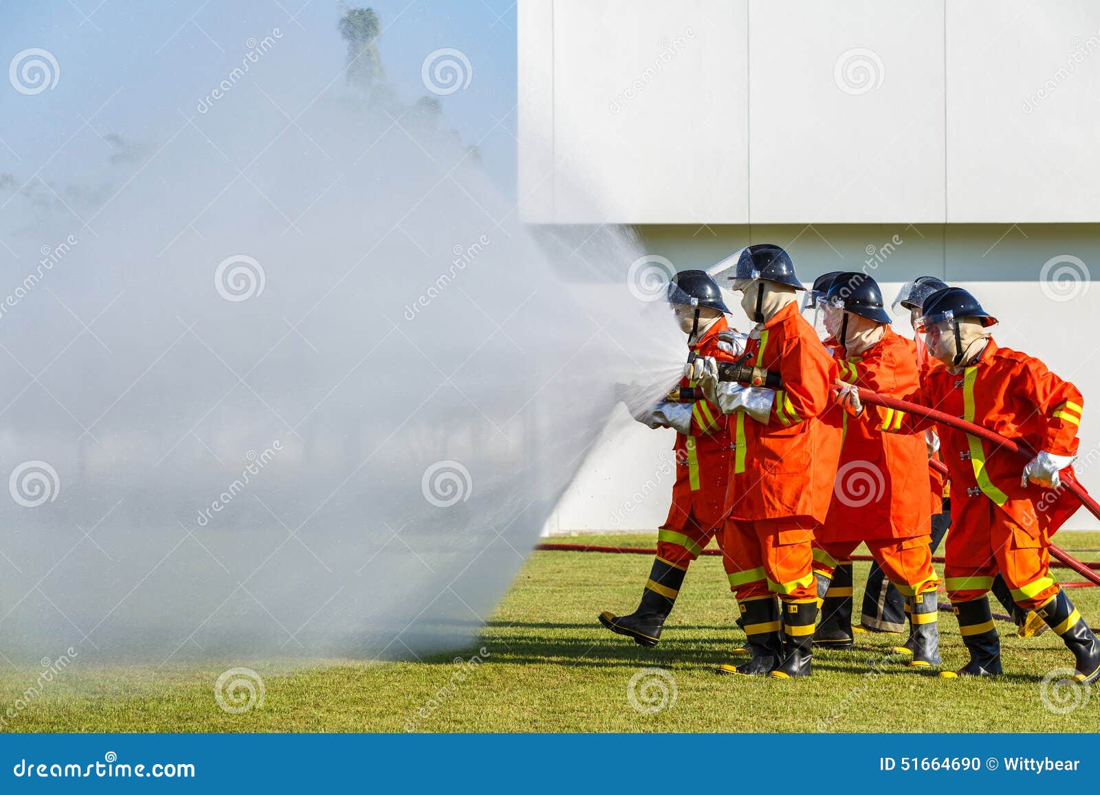 Firefighter Fighting for Fire Attack Training Editorial Image - Image ...