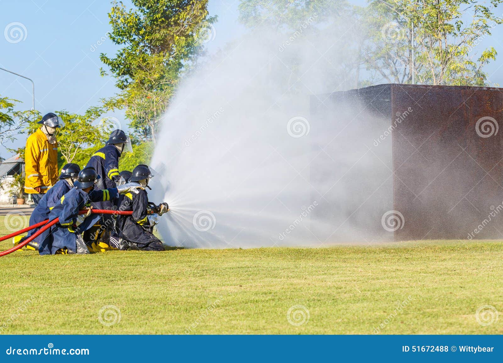 Firefighter Fighting for Fire Attack Training Stock Photo - Image of ...