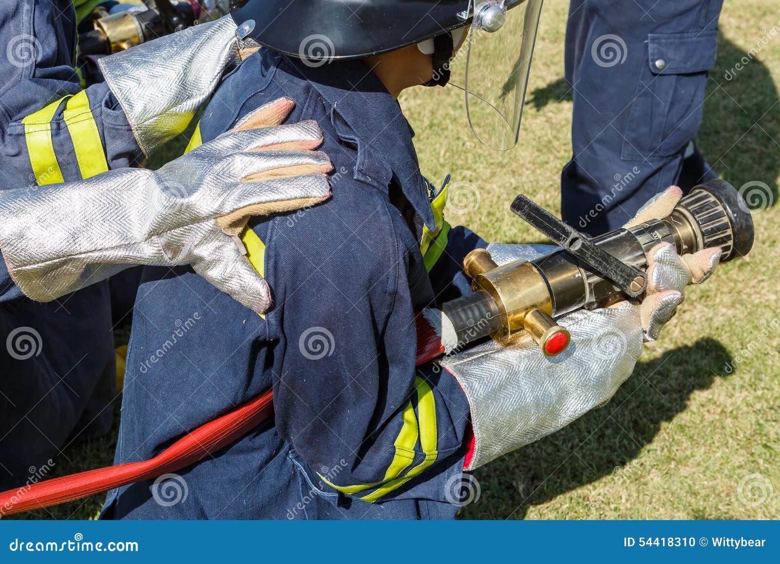 Firefighter Fighting for Fire Attack Training Stock Photo - Image of ...