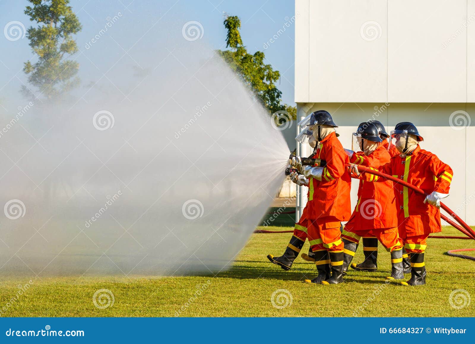 Firefighter Fighting for Fire Attack Training Stock Image - Image of ...